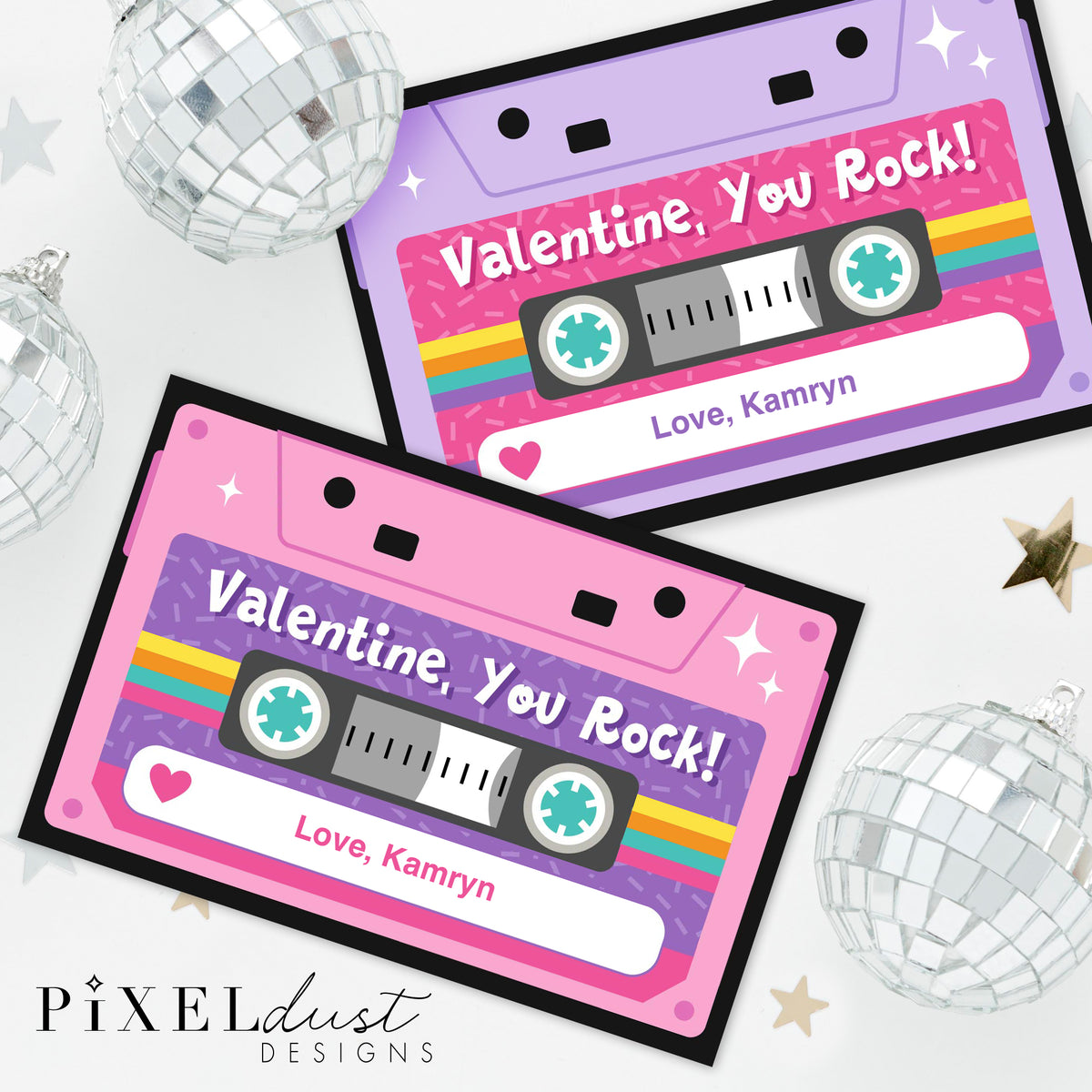Retro Cassette Tape Valentines, You Rock Printable Valentine Cards ...