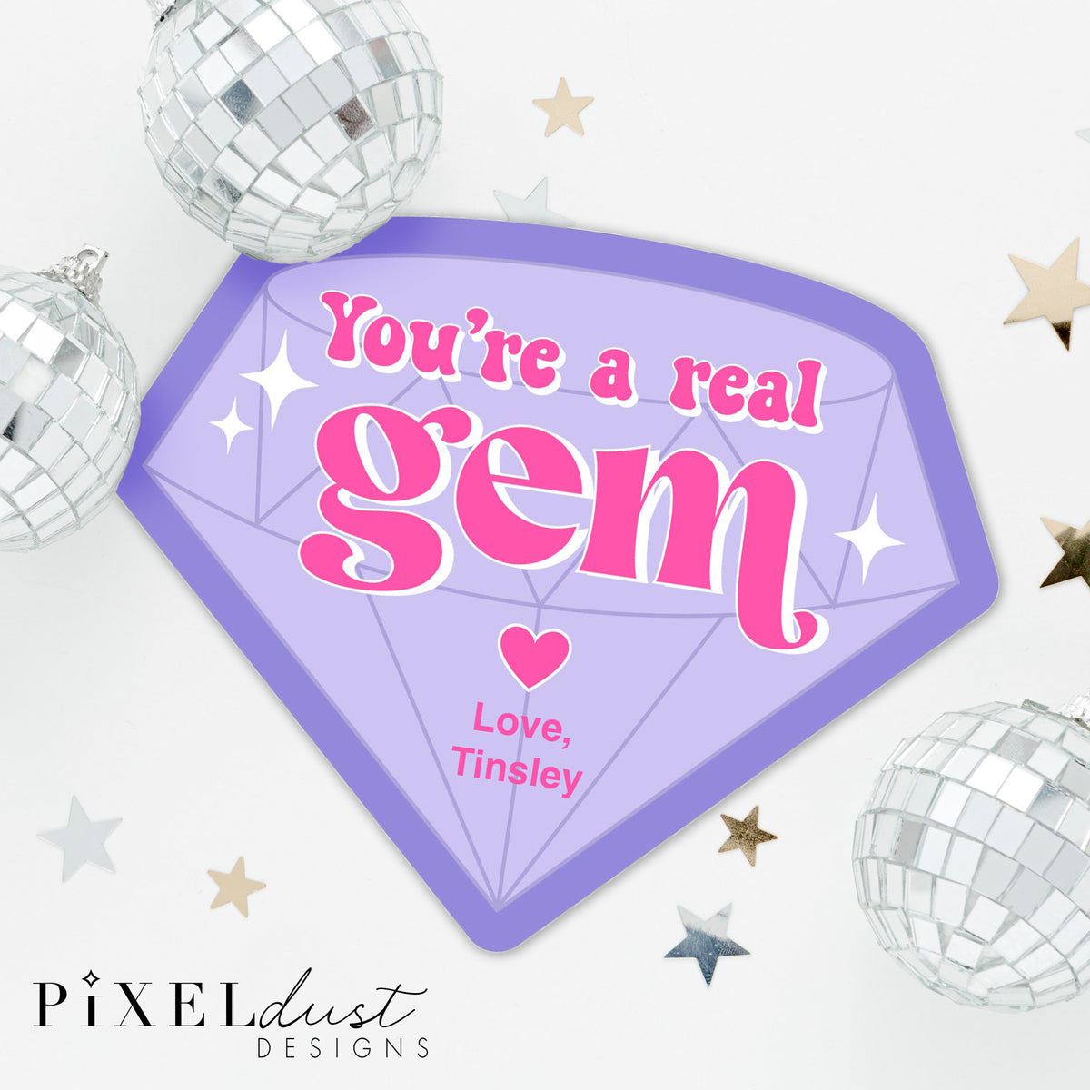 You're a Gem, Printable Ring Pop Valentine Cards – Pixeldust Designs