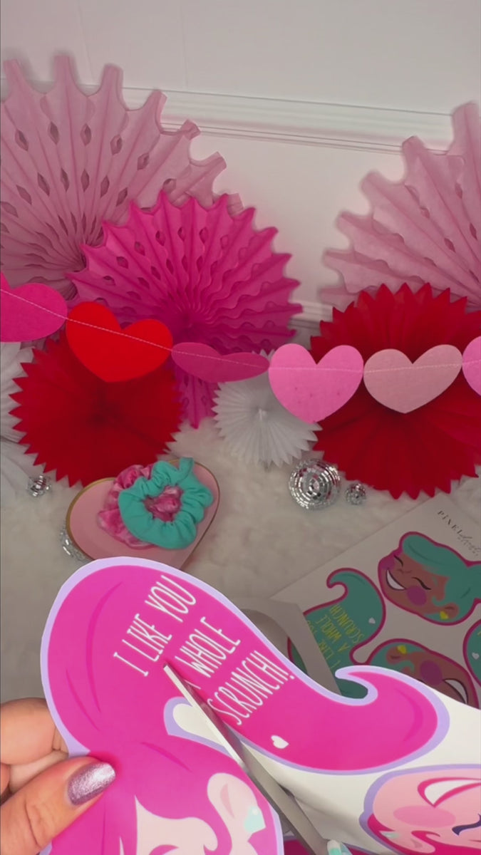 Scrunchie Ponytail Girl Valentines, Printable File, Valentine's Day Ca ...