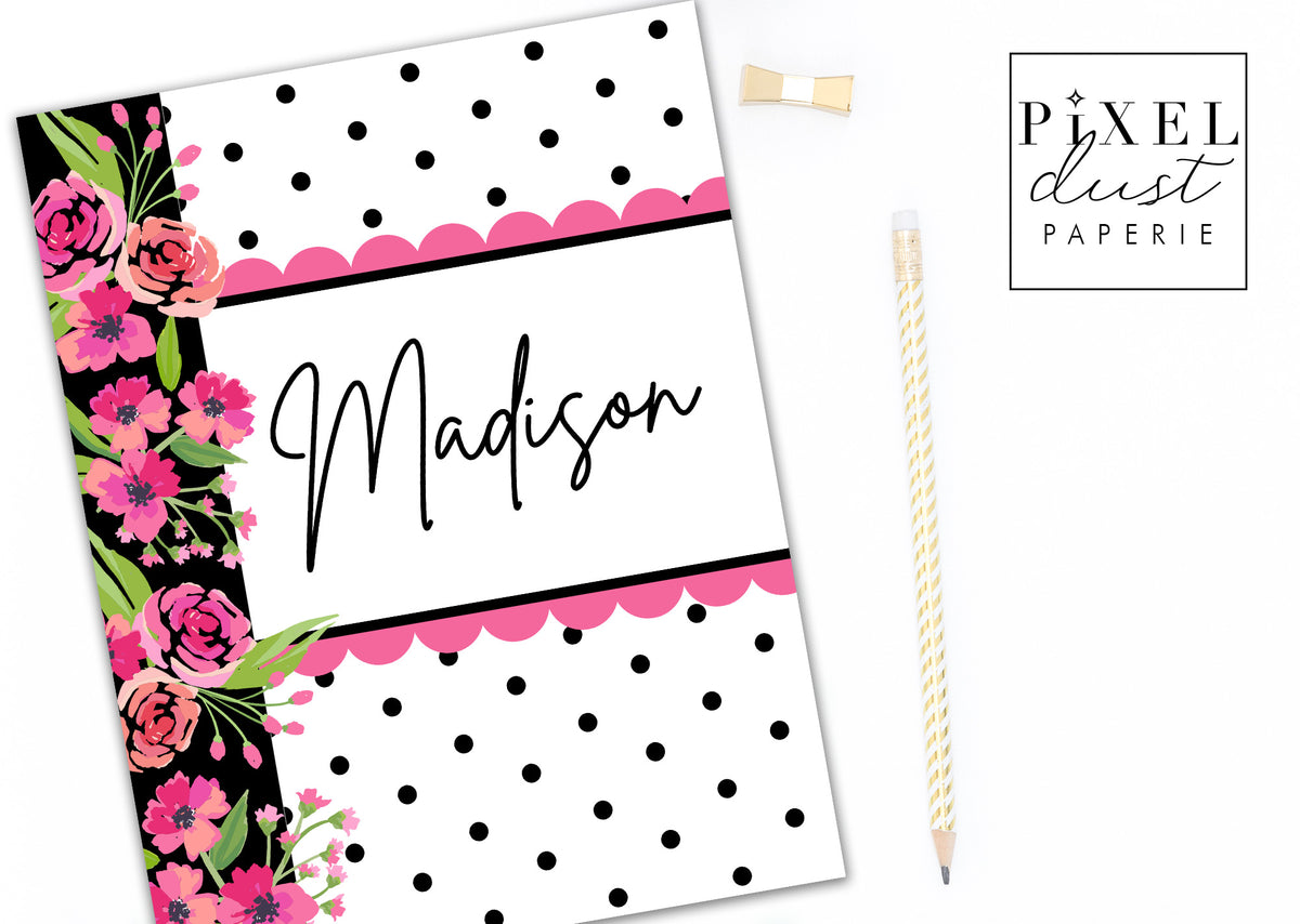 Hot Pink & Black Monogram Binder Cover Set – Pixeldust Designs