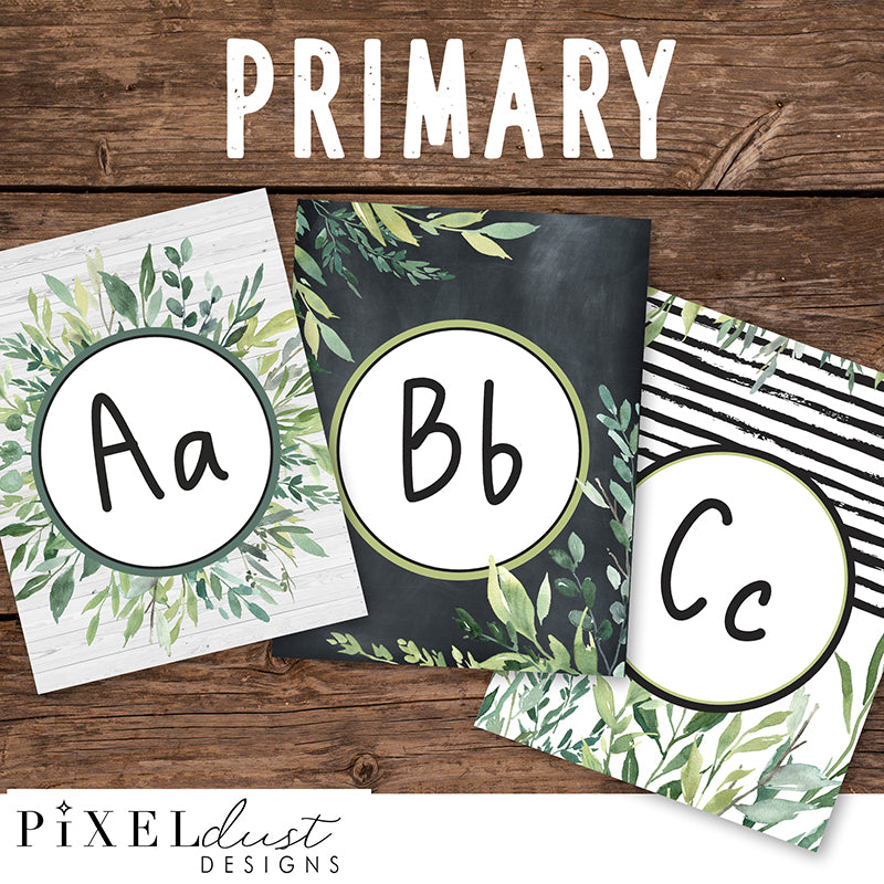 Modern Magnolia Classroom Manuscript Print and Cursive Aphabet Posters ...