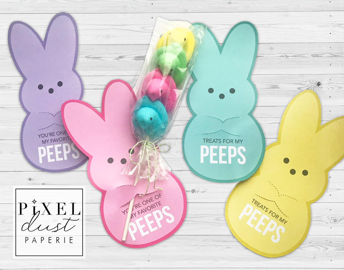 Peeps Bunny Printable Easter Treat Holder Card – Pixeldust Designs