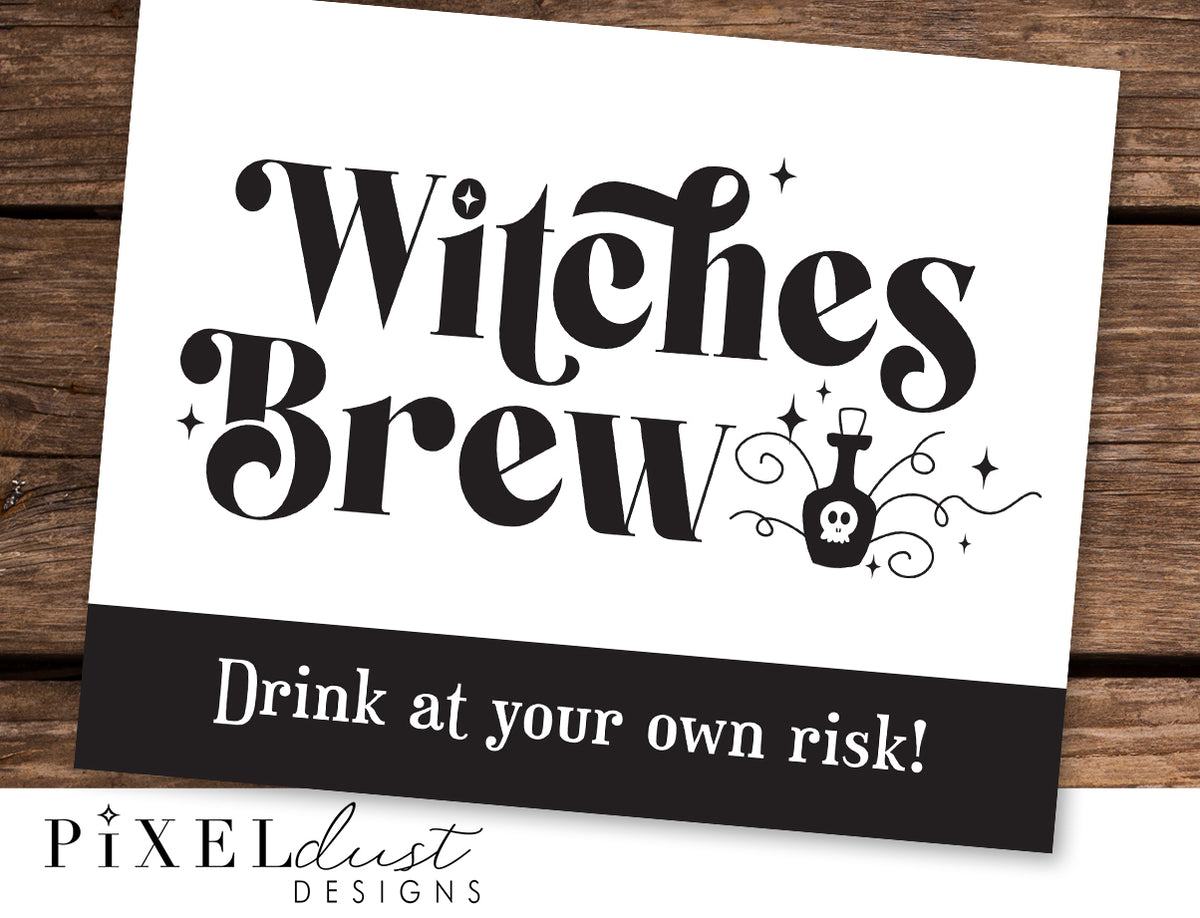 Witches Brew Printable Halloween Sign, Halloween Party Home Decor 8x10 ...