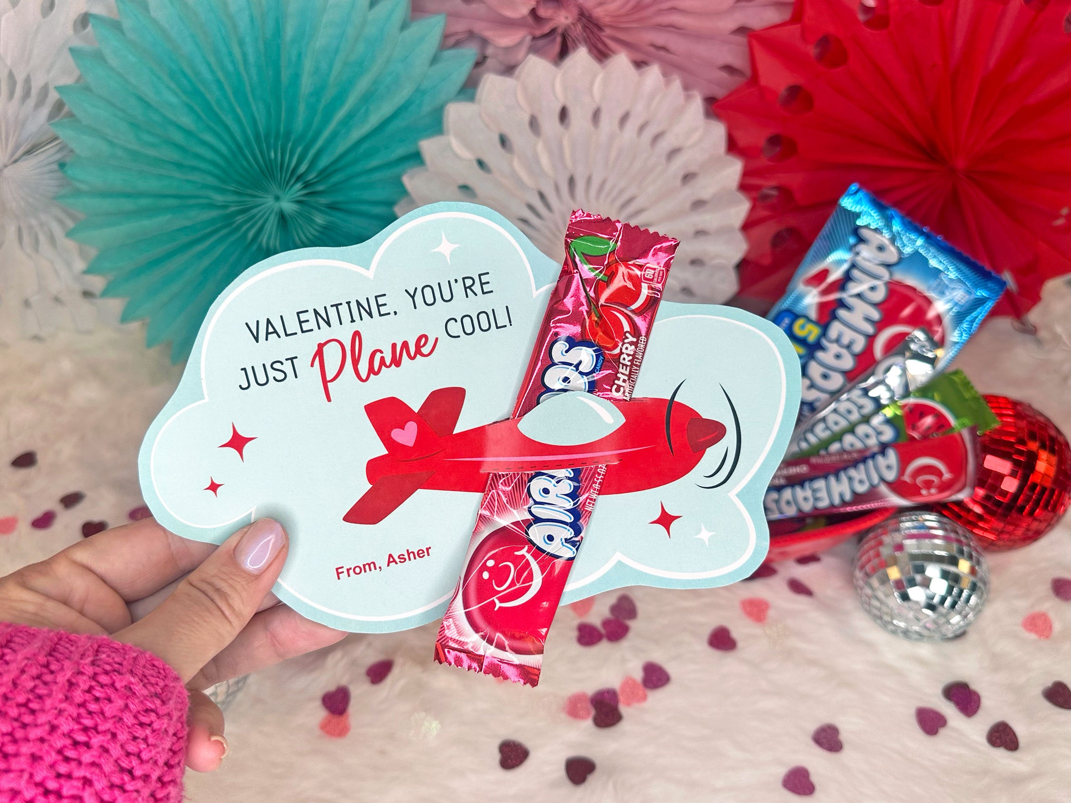 Airplane Valentine Printable Candy Cards for Kids, DIY Boy Classroom ...