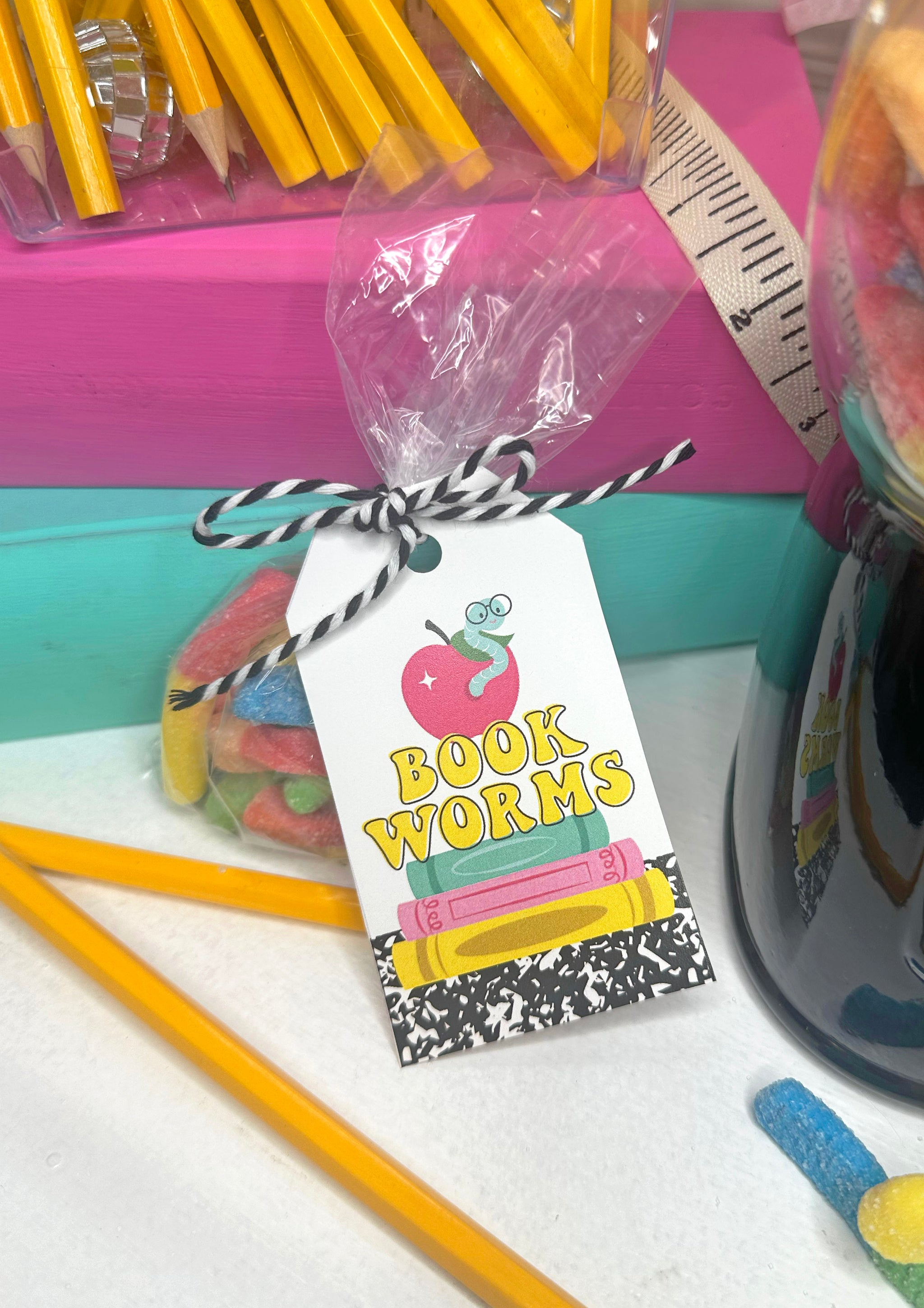 Book Worms / Jitter Critters Gummy Worm treat tags for students, First ...