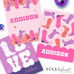 Preppy Boot Scootin' Cowgirl Personalized Binder Cover Set – Pixeldust ...