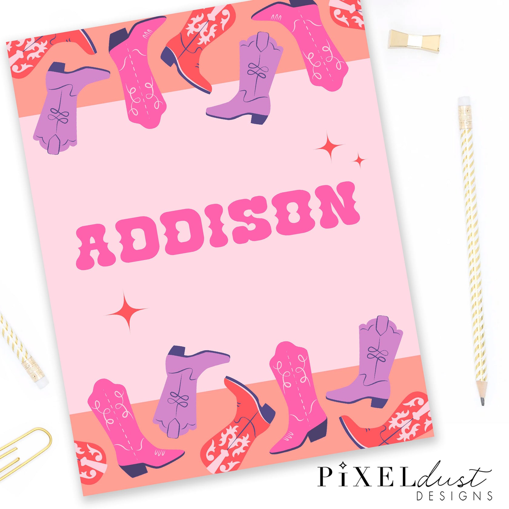 Preppy Boot Scootin' Cowgirl Personalized Binder Cover Set – Pixeldust ...