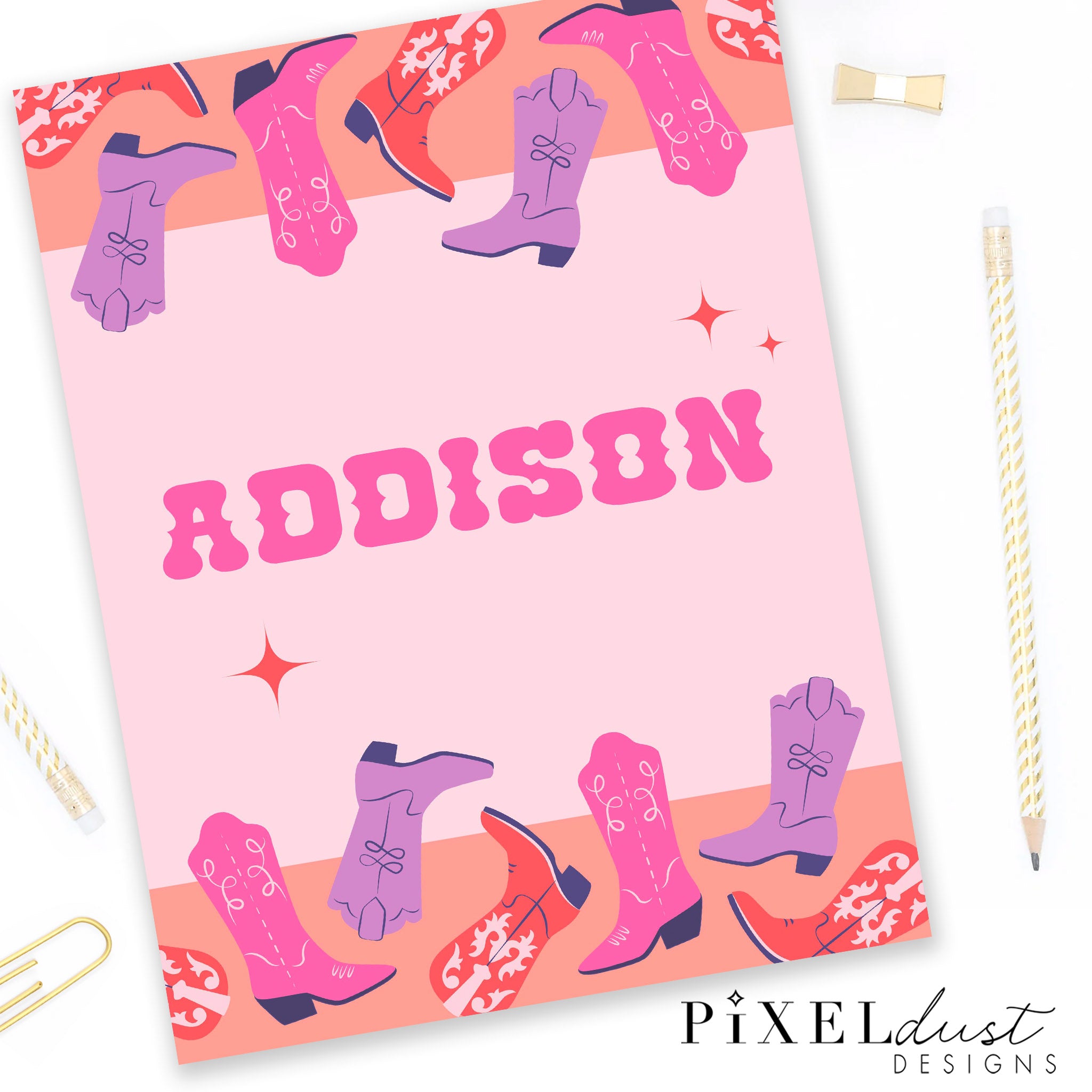 Preppy Boot Scootin' Cowgirl Personalized Binder Cover Set – Pixeldust ...