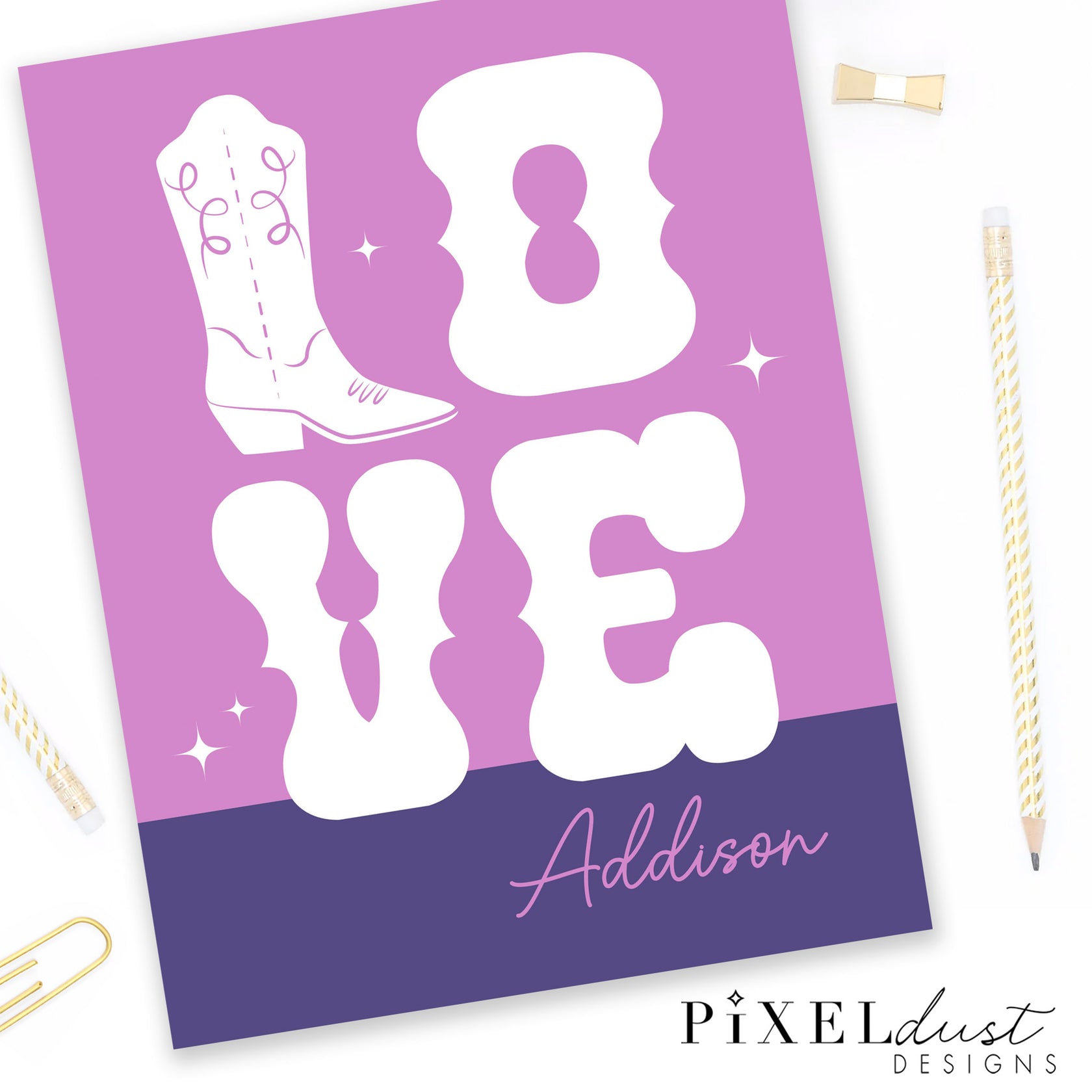 Preppy Boot Scootin' Cowgirl Personalized Binder Cover Set – Pixeldust ...