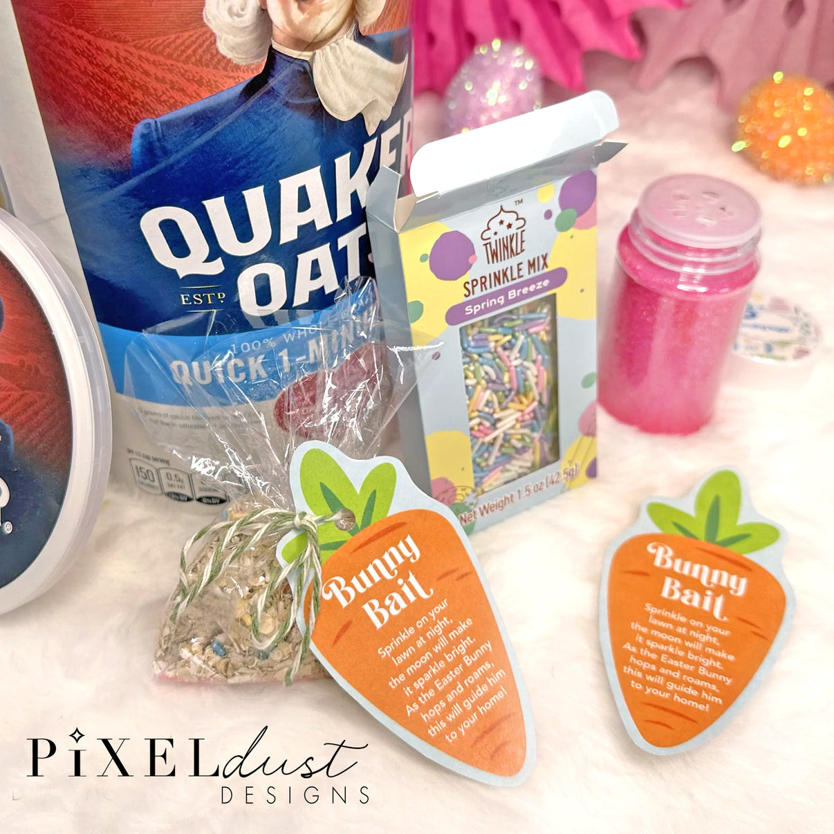 Printable Bunny Bait Instruction Cards - Easter Bunny Food Tags – Pixeldust Designs