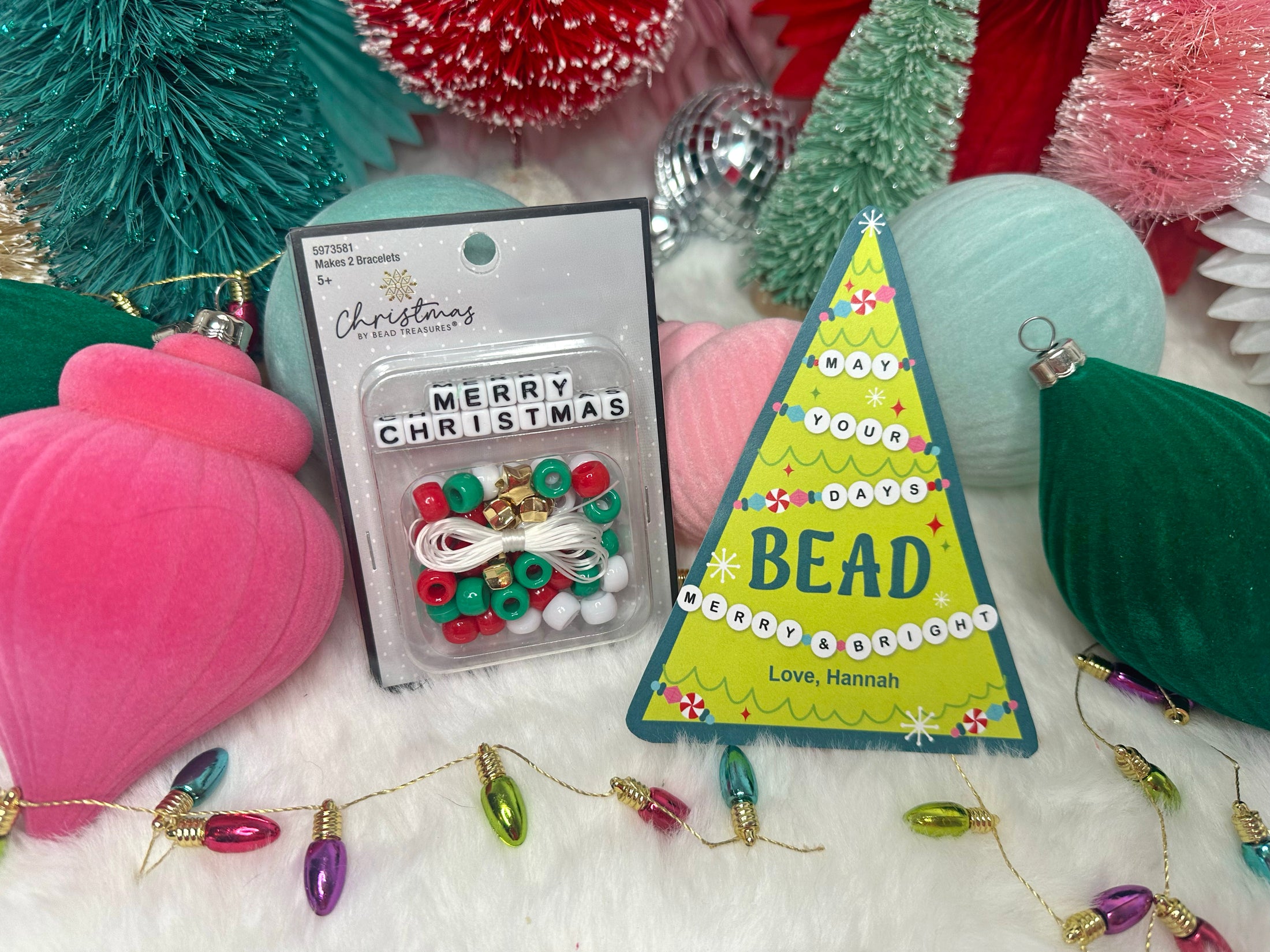 Printable Beaded Bracelet or Bead Kit Christmas Cards, Tween Girl ...