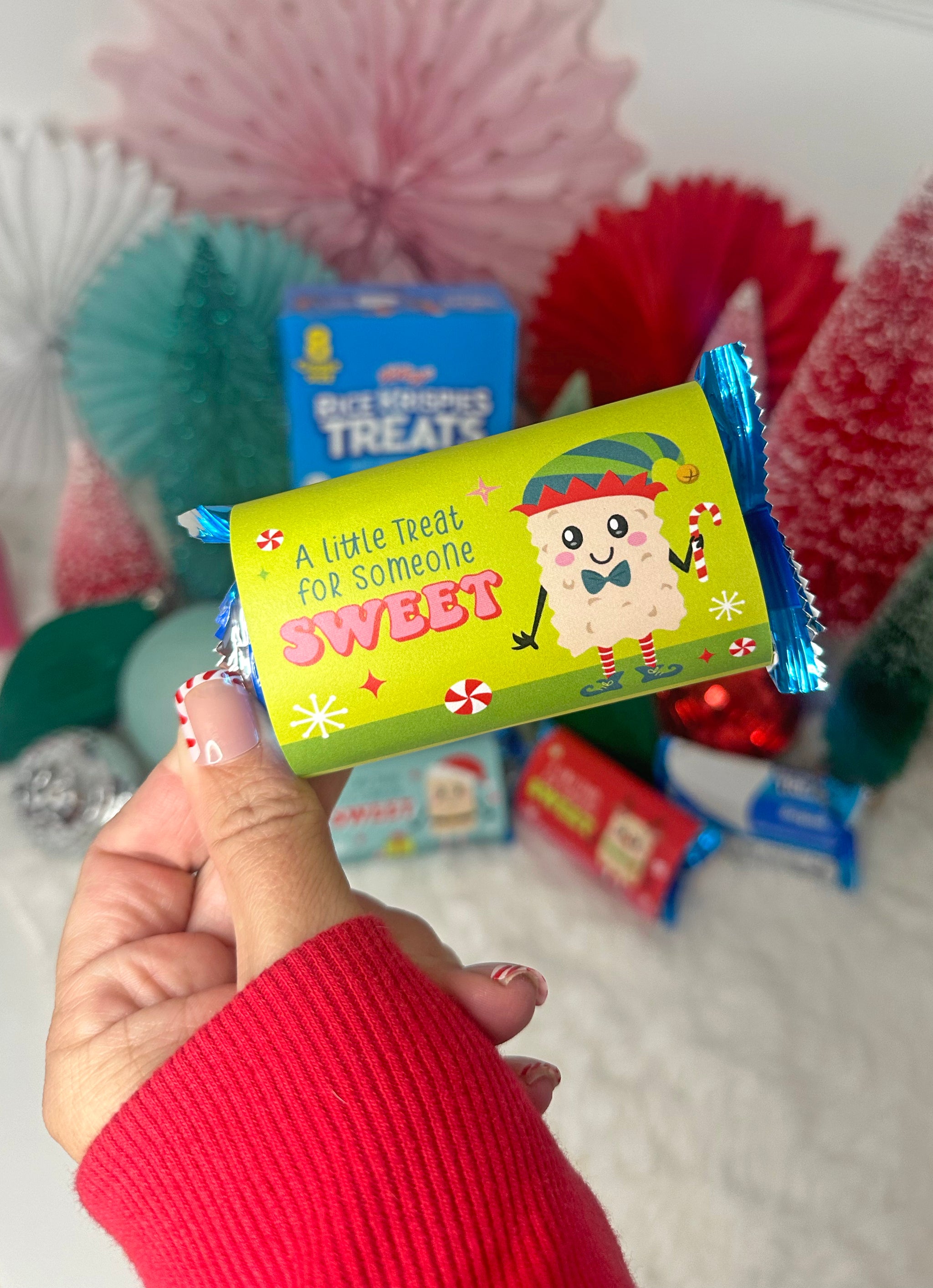 Christmas Rice Krispie Treats Printable Wrappers / Cards, Holiday Class ...