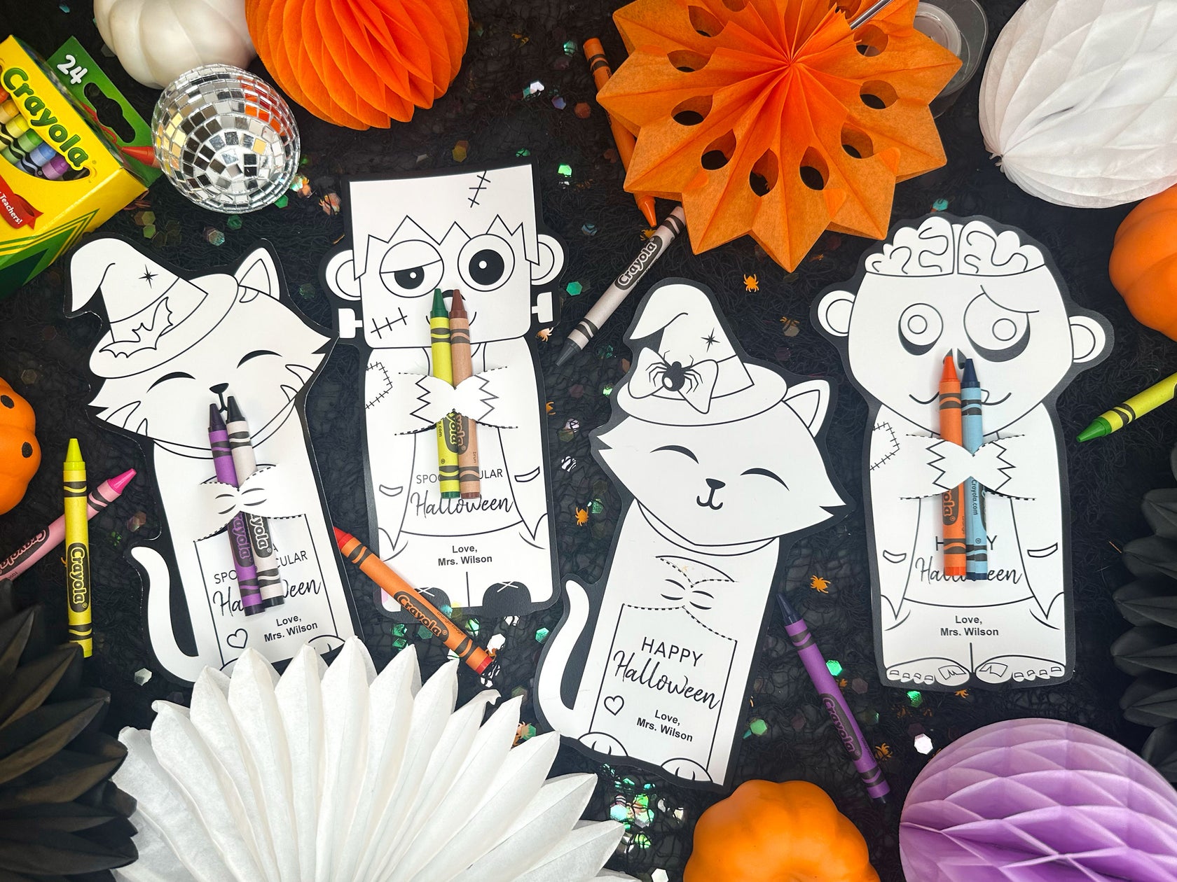 Halloween Crayon Holder Printable Coloring Activity Sheet Cards ...