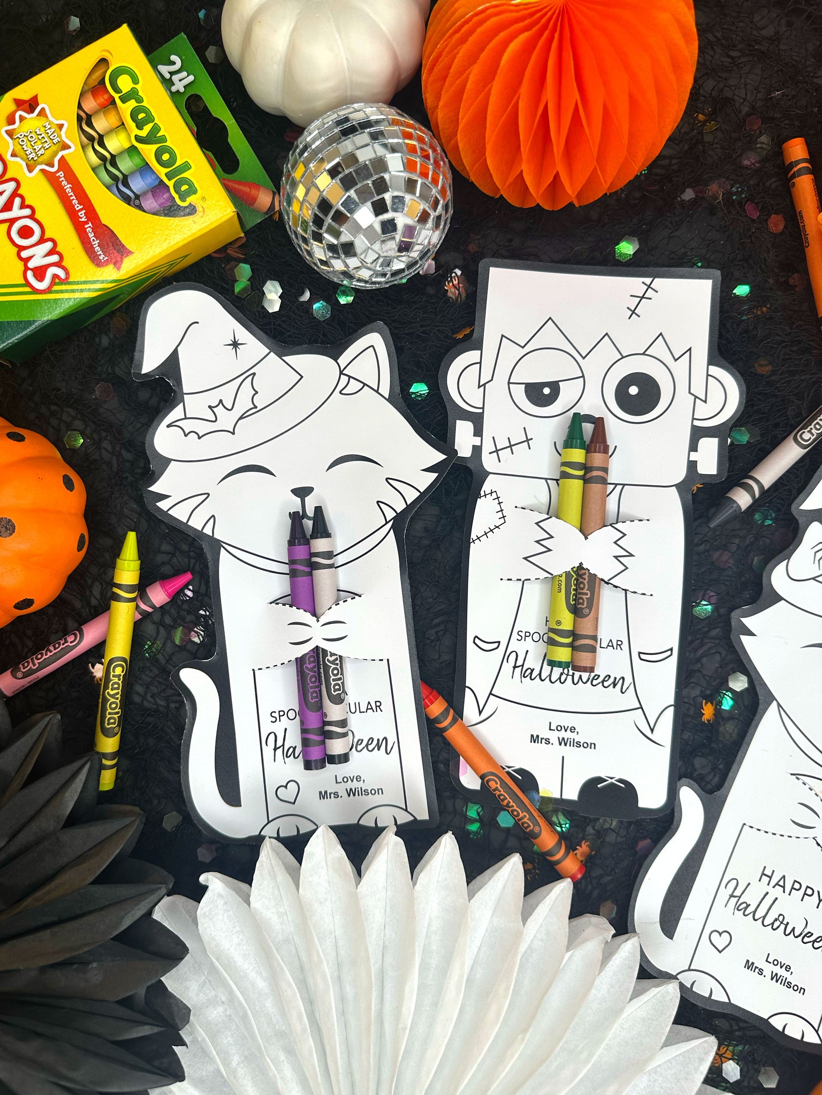 Halloween Crayon Holder Printable Coloring Activity Sheet Cards ...
