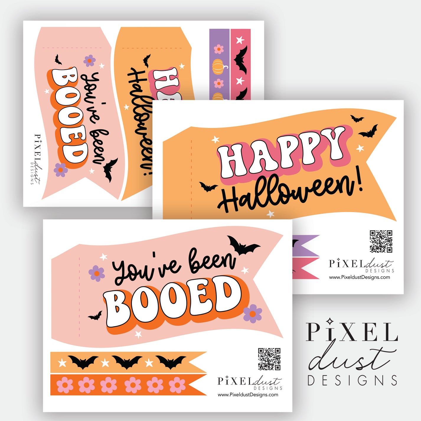 Cute Retro Ghost Halloween Pennant Flags - You've Been Booed Printable ...