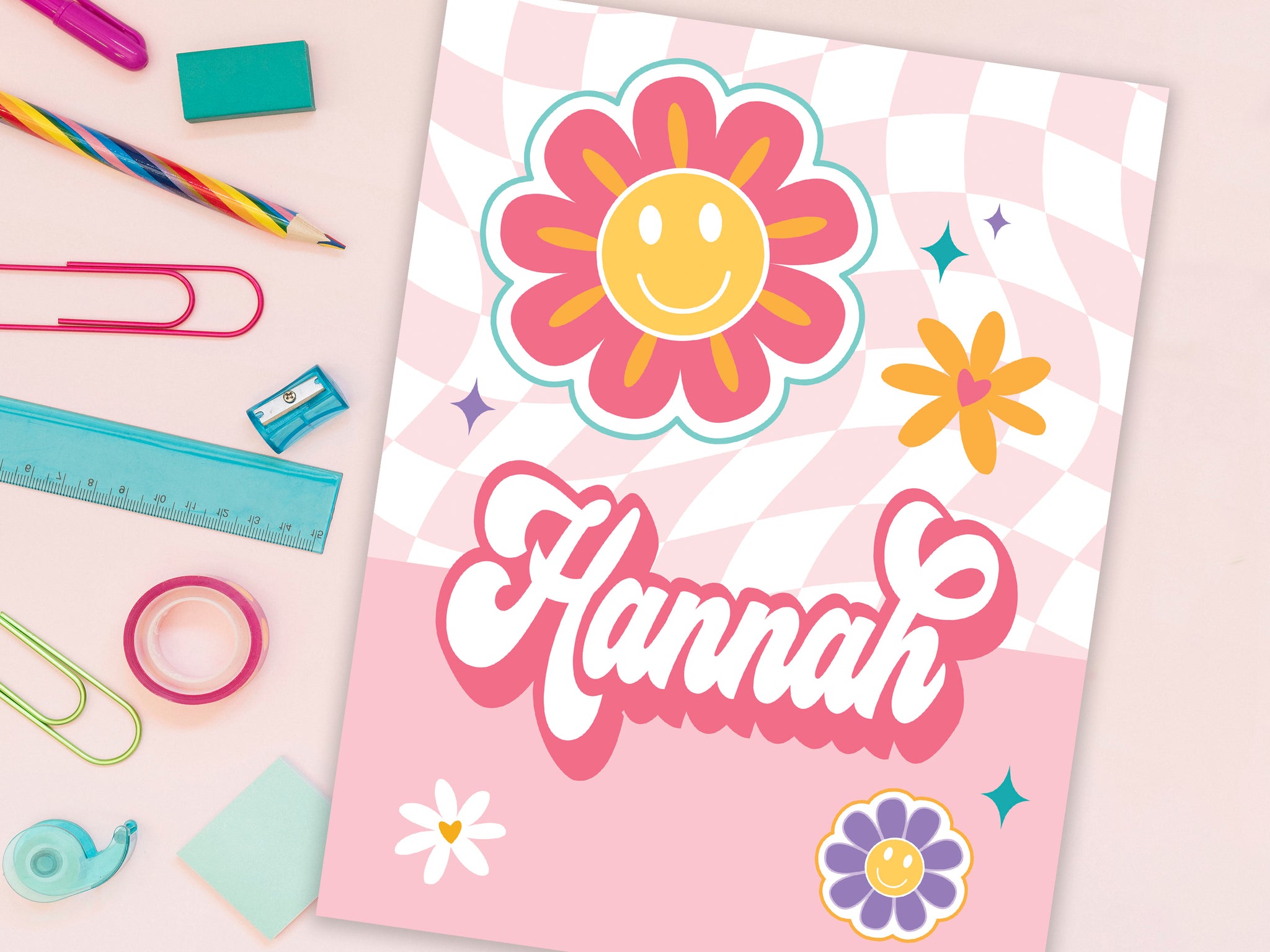 Retro Roller Skate Smiley Face Personalized Binder Cover Set ...