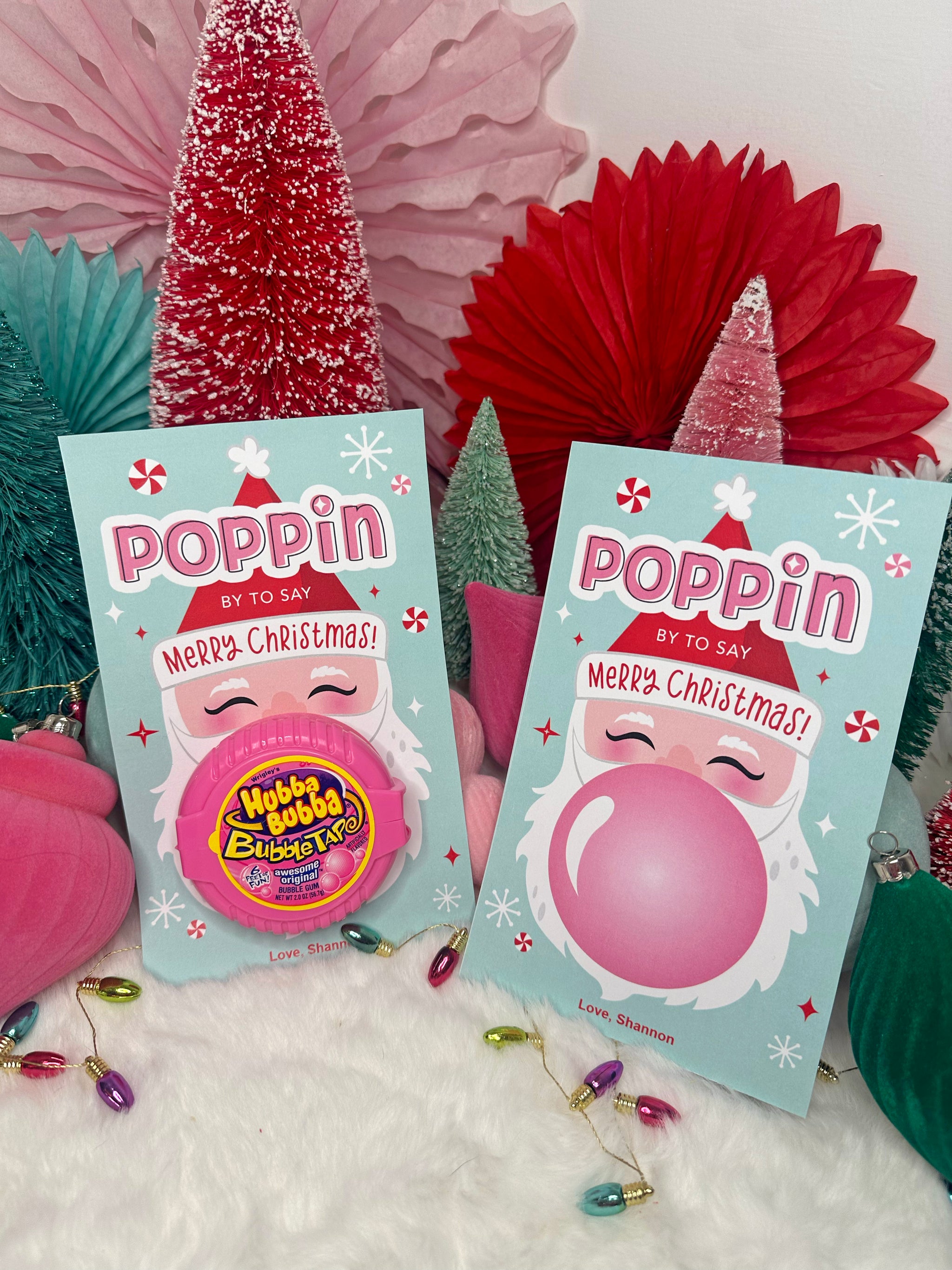 Santa Claus Blowing Bubblegum Printable Christmas Card, Bubble Tape Tr ...