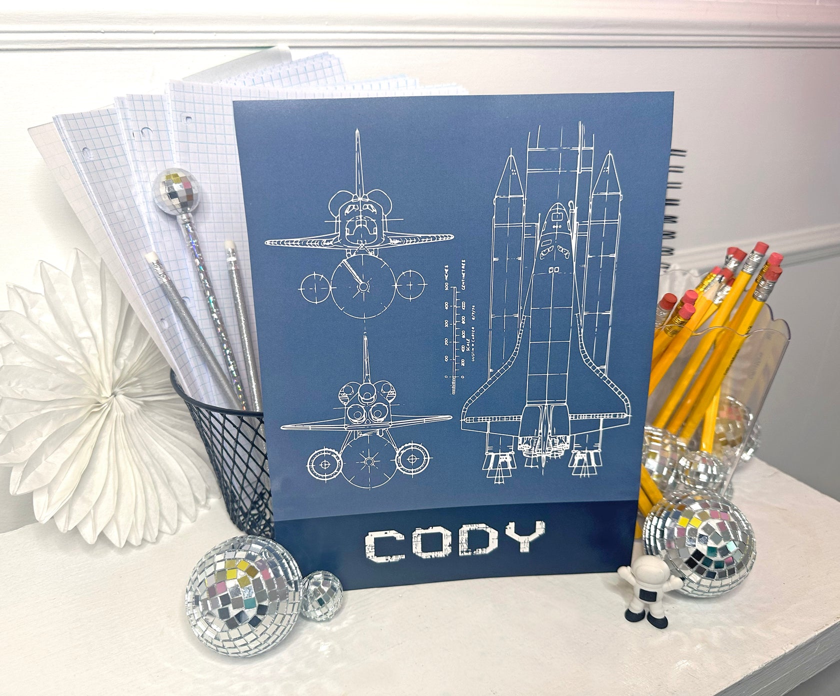 Astronaut Space Shuttle Personalized Binder Cover Set, Boy School ...