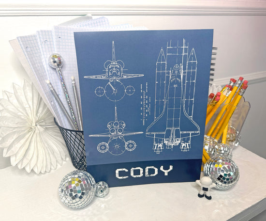 Astronaut Space Shuttle Personalized Binder Cover Set, Boy School ...