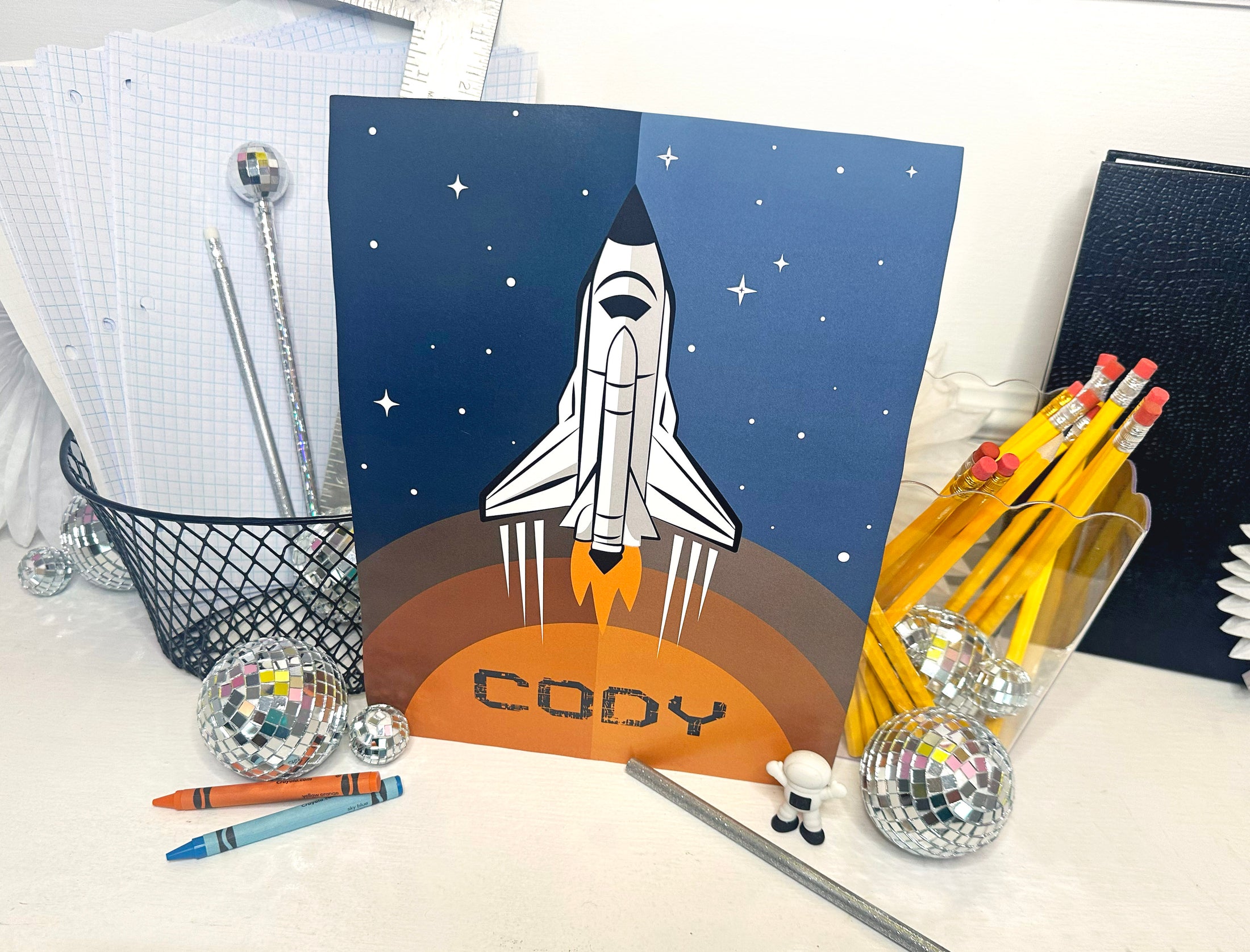 Astronaut Space Shuttle Personalized Binder Cover Set, Boy School ...