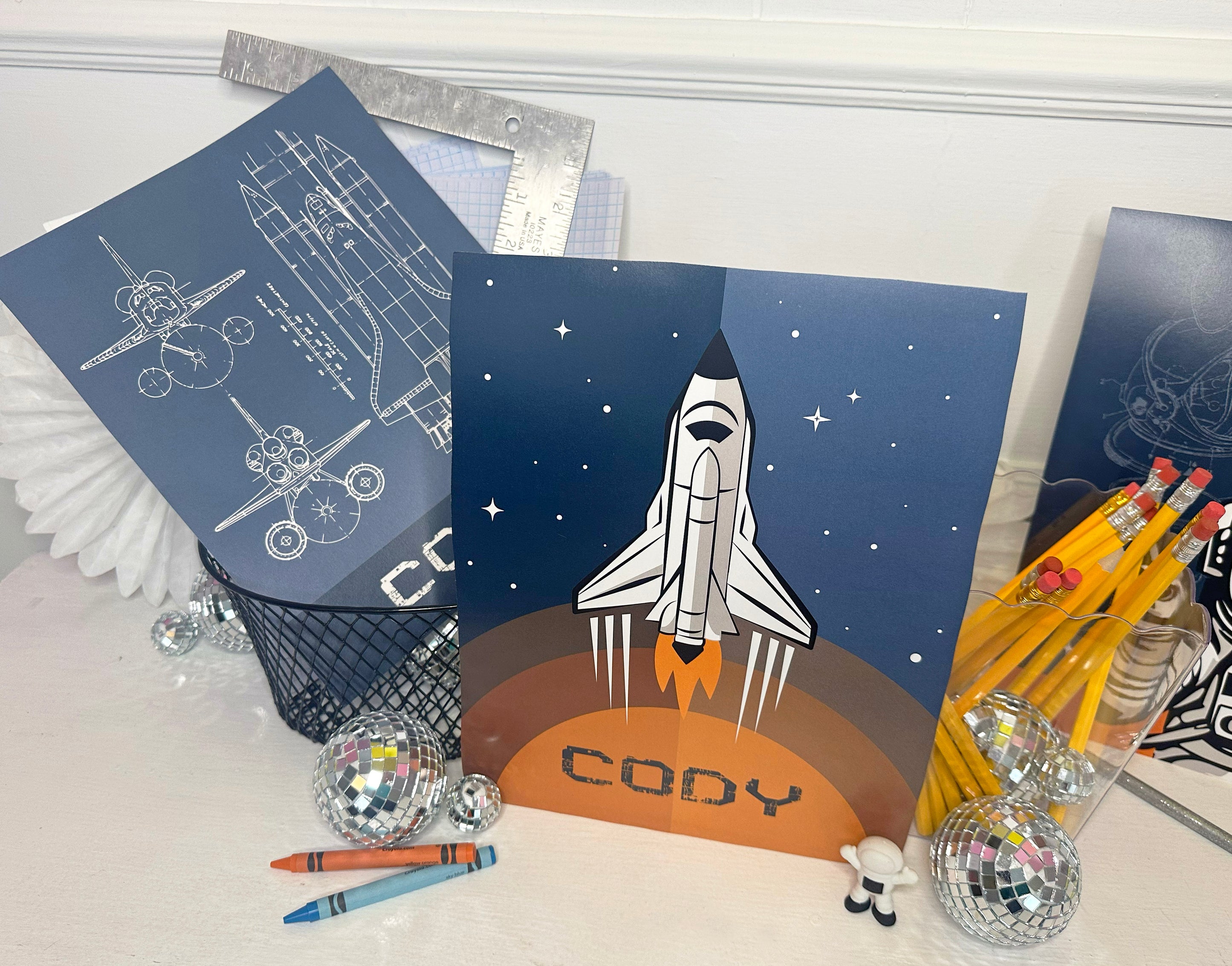 Astronaut Space Shuttle Personalized Binder Cover Set, Boy School ...