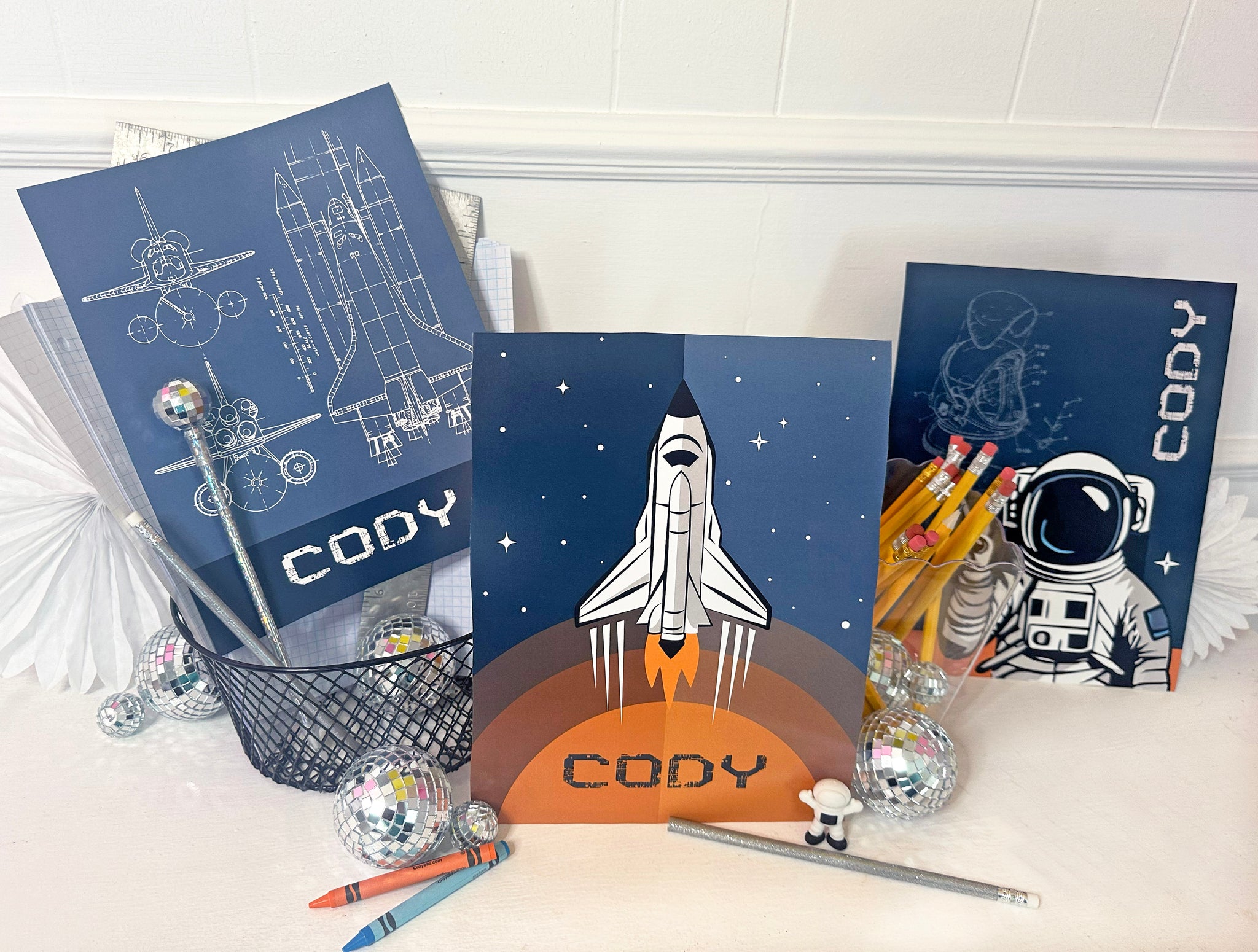 Astronaut Space Shuttle Personalized Binder Cover Set, Boy School ...