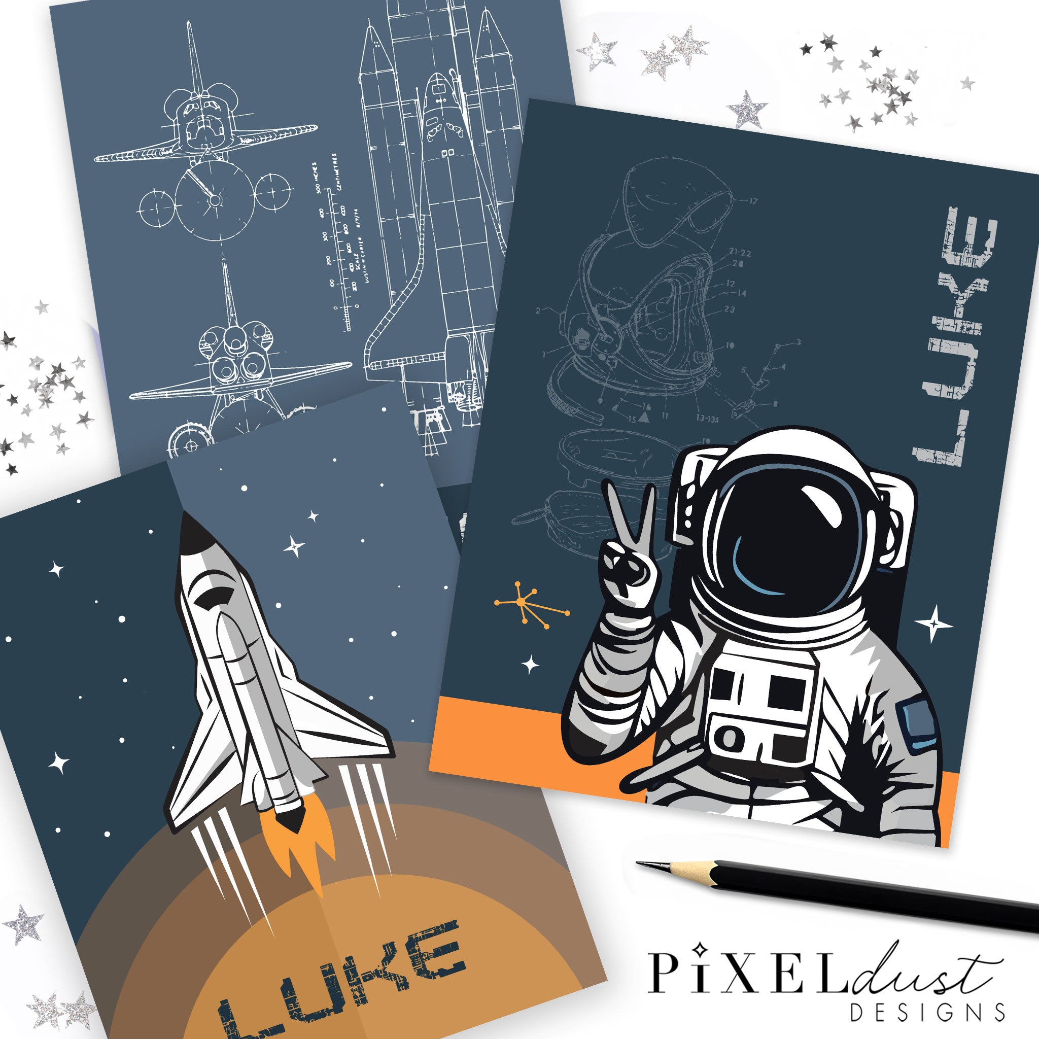 Astronaut Space Shuttle Personalized Binder Cover Set, Boy School ...