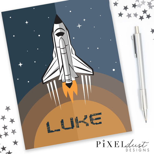 Astronaut Space Shuttle Personalized Binder Cover Set, Boy School ...