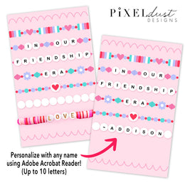 Beaded Bracelet Printable Valentine Cards, Friendship Bracelet ...