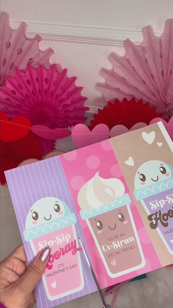 Silly Straw, Milkshake Printable Valentine Cards – Pixeldust Designs