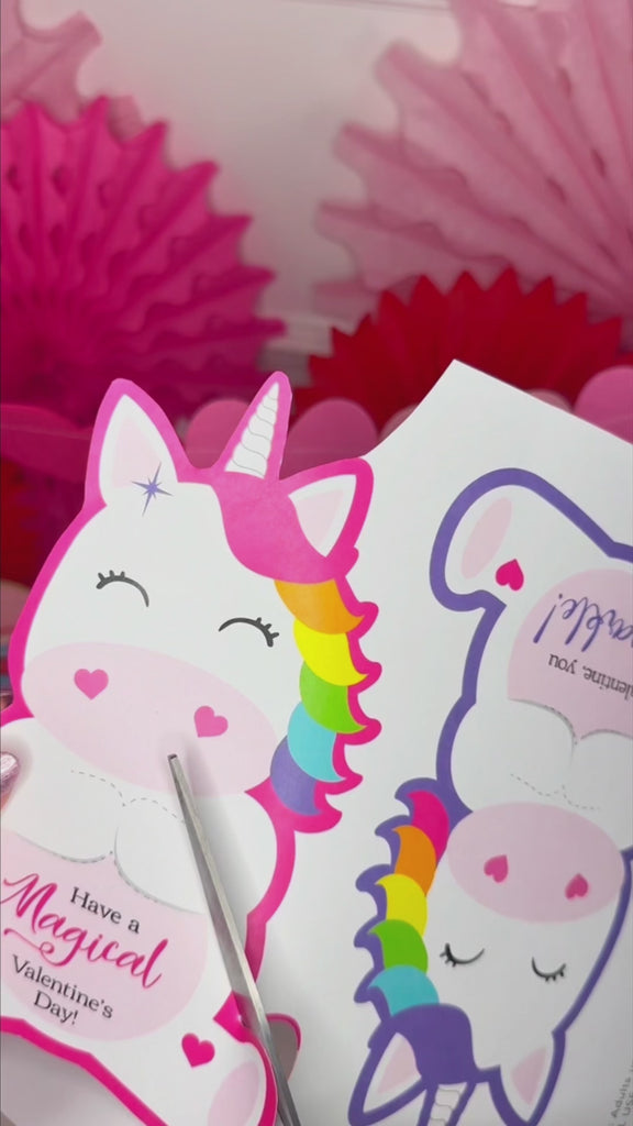 Rainbow Unicorn Printable Valentine Treat Holder Cards for Kids ...