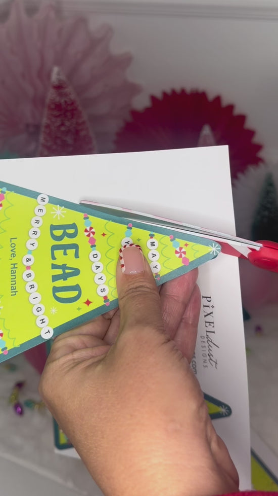 Printable Beaded Bracelet or Bead Kit Christmas Cards, Tween Girl ...