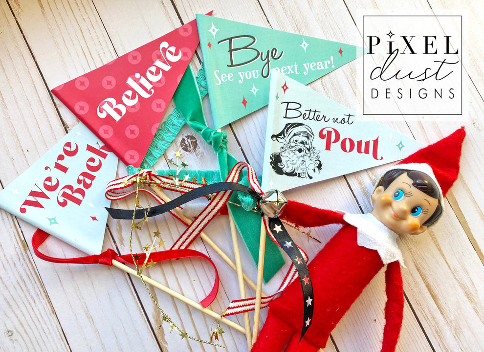 FULL SET of Elf on the Shelf Pennant Flags, Set of 16 Mini Pennant ...