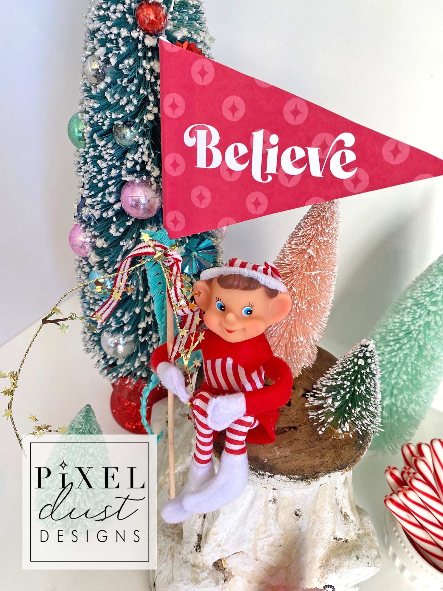 FULL SET of Elf on the Shelf Pennant Flags, Set of 16 Mini Pennant ...