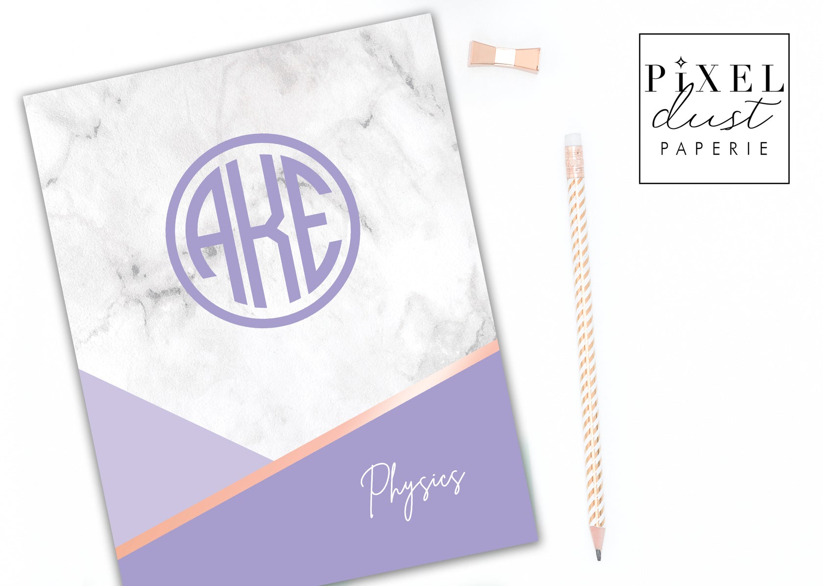 Cararra Marble Monogram School Binder Cover Set – Pixeldust Designs