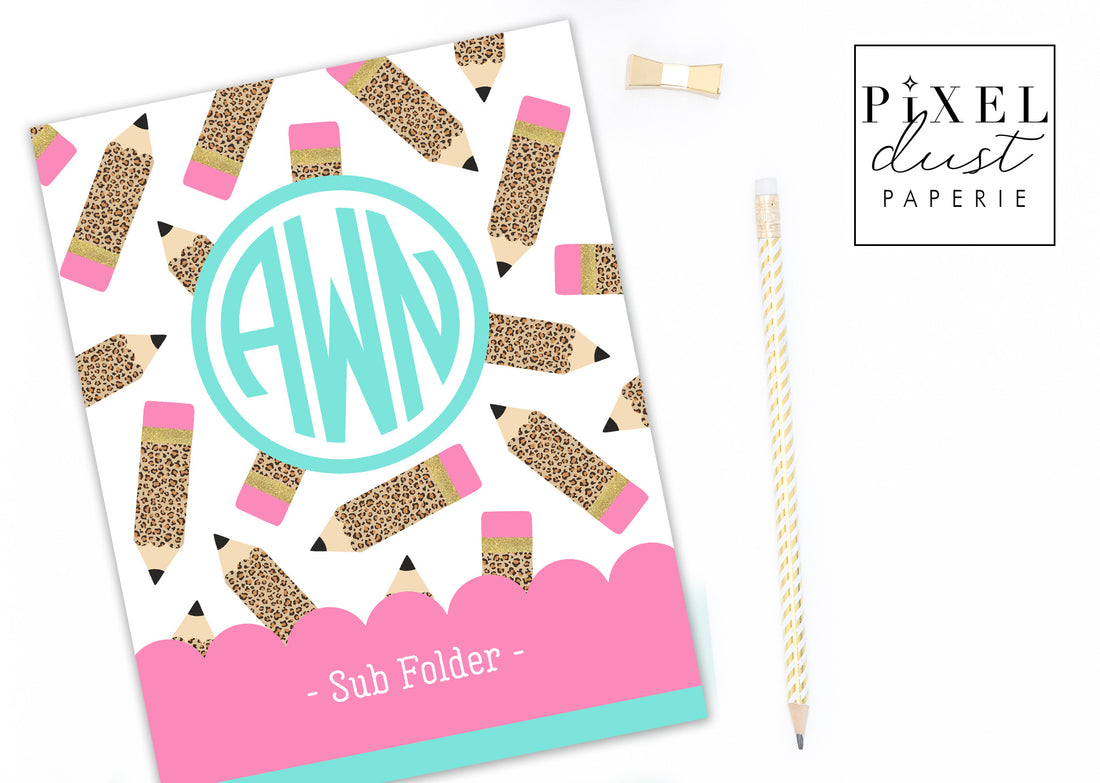 Personalized Monogram Leopard Print Pencil Binder Cover Set – Pixeldust ...