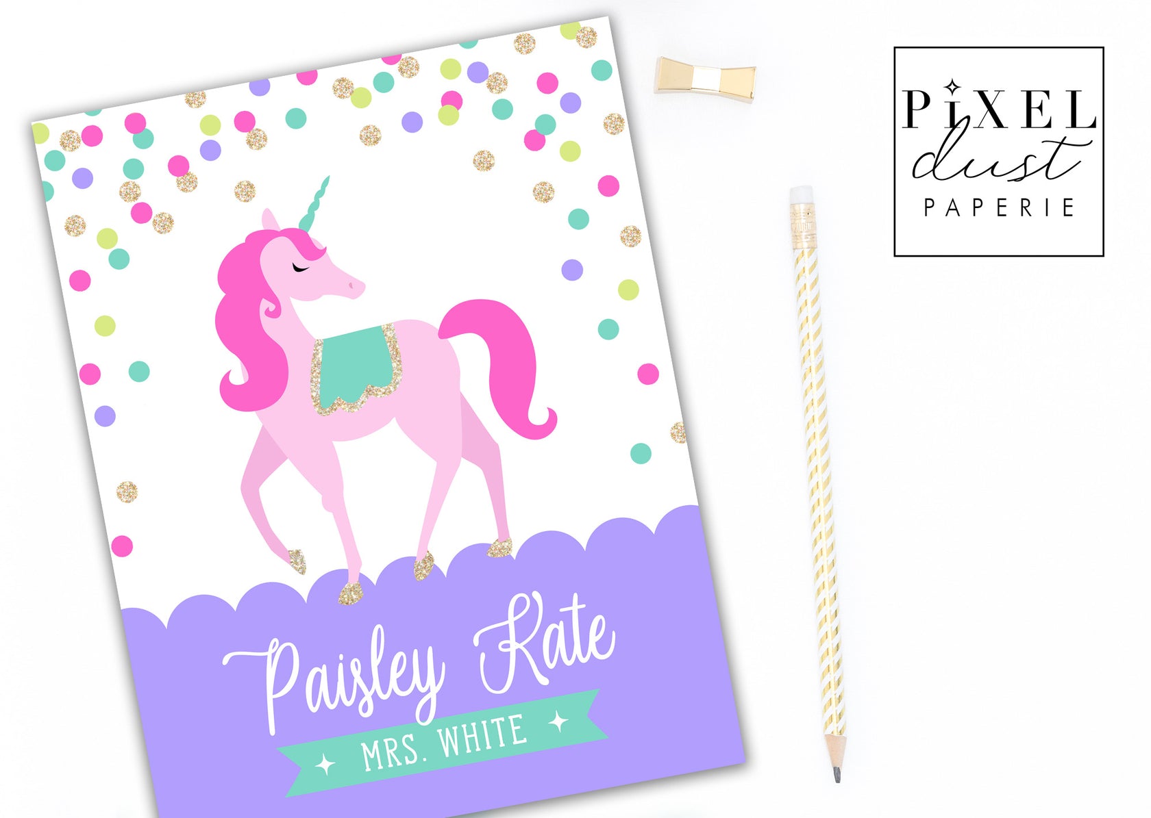 Rainbow Unicorn School Binder Cover Set – Pixeldust Designs