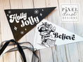 Classic Black and White Christmas Pennant Flag Set, Vintage Christmas ...