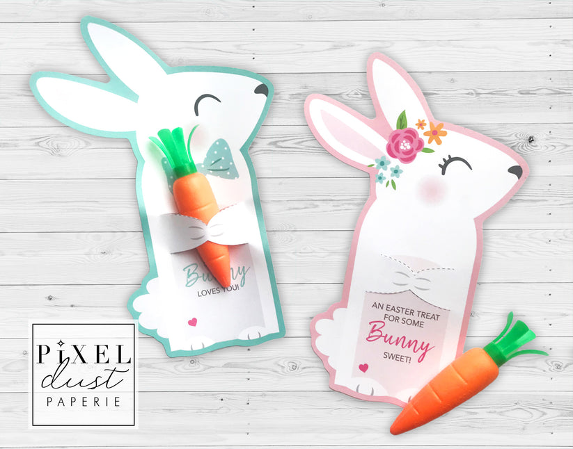 Easter Bunny Printable Treat Holder Cards – Pixeldust Designs
