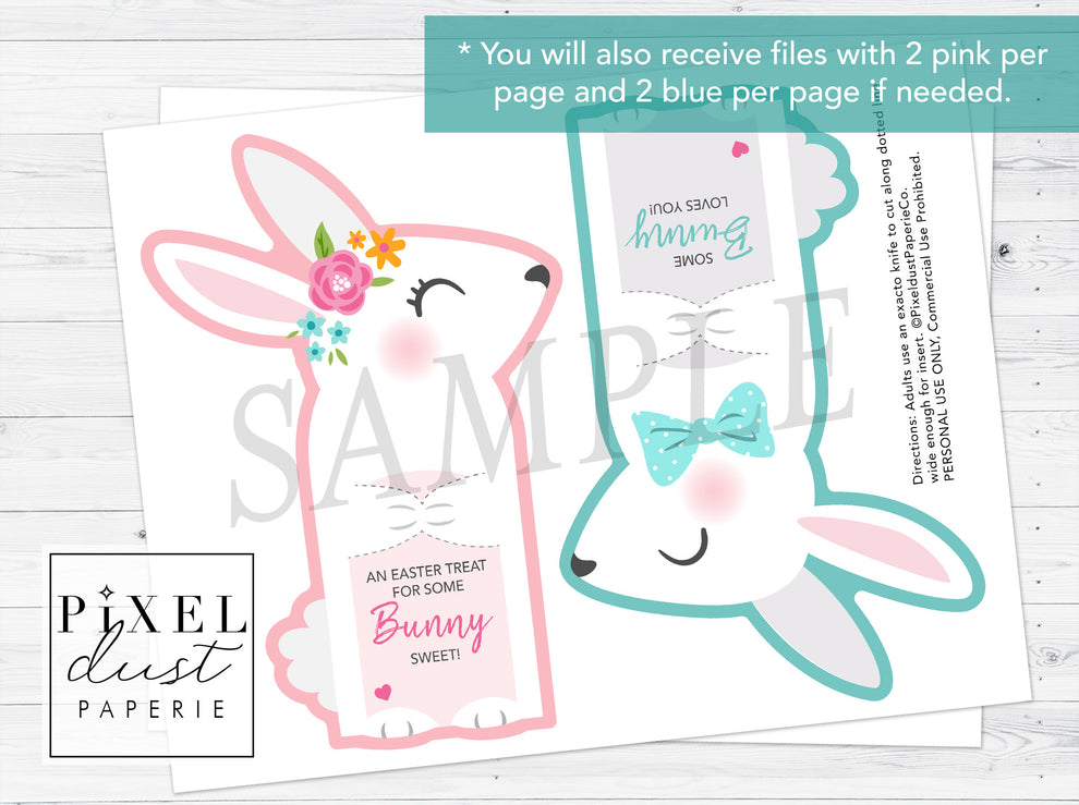 Easter Bunny Printable Treat Holder Cards – Pixeldust Designs