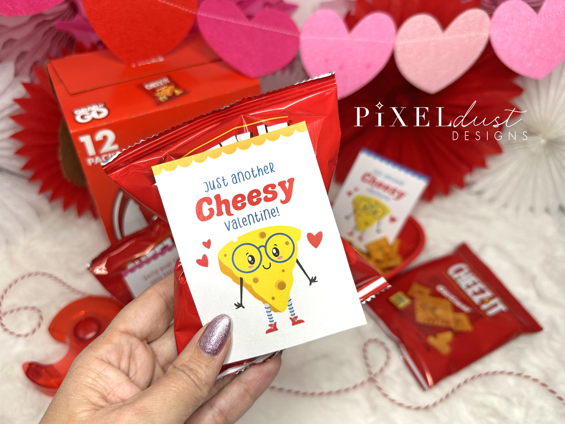 Cheesy Printable Valentines for Kids, Cheese Classroom Valentine Tags ...