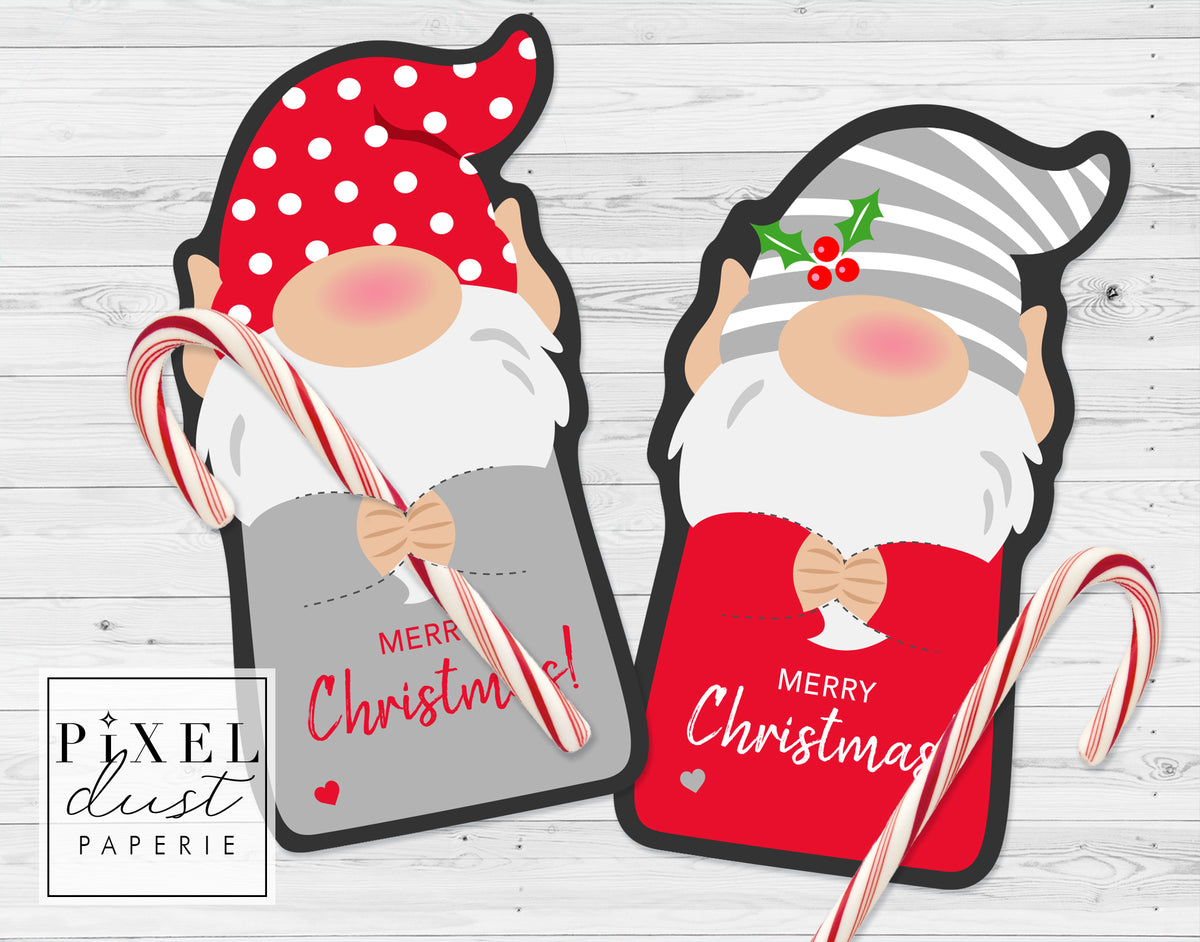 Christmas Gnome Holiday Treat Holder Printable Gift Cards – Pixeldust ...
