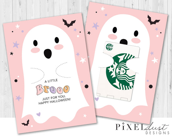 Ghost Brooo Brew Halloween Coffee Gift Card Holder Printable Tag ...