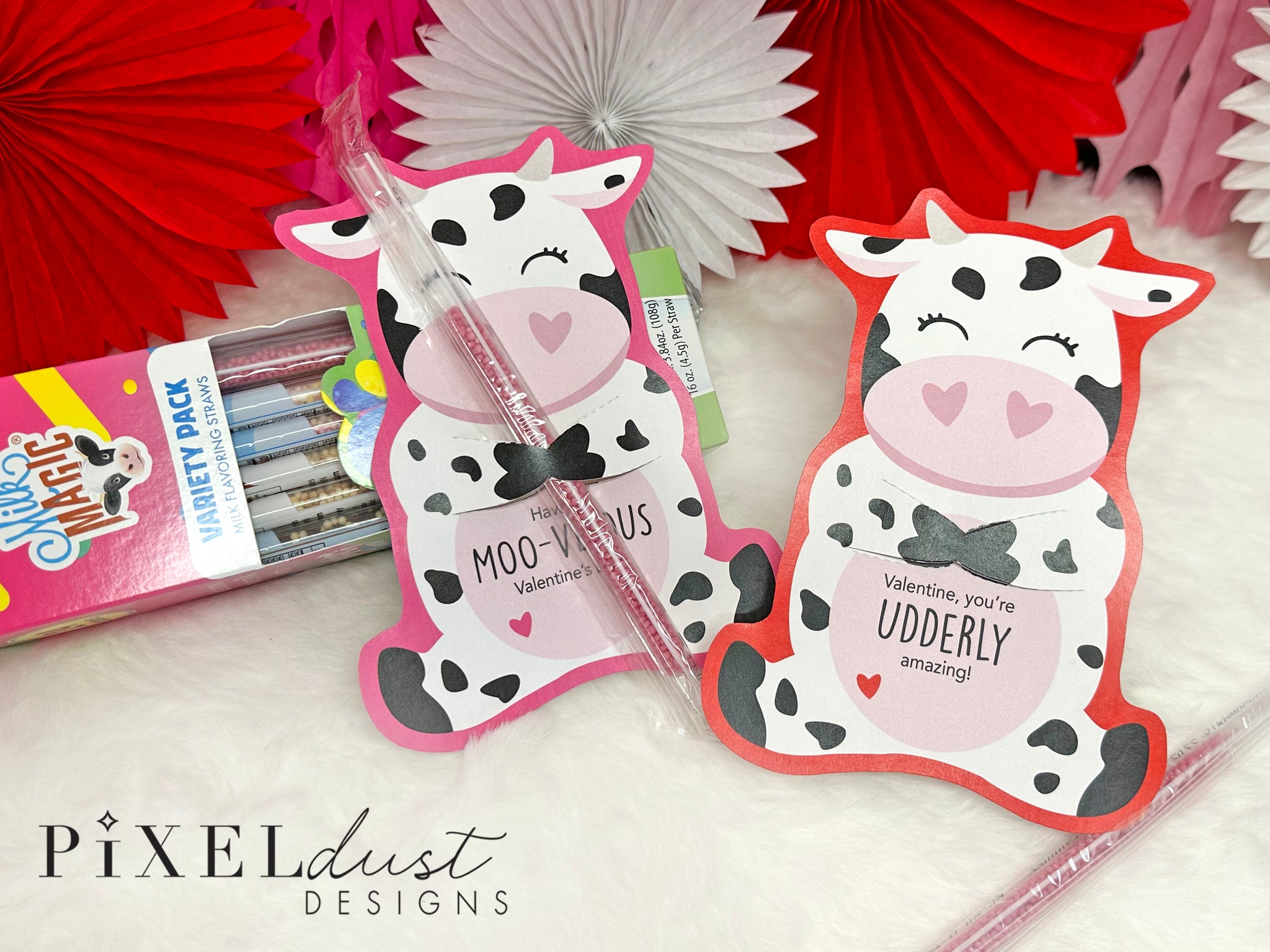Cute Cow Printable Valentine Treat Holder Cards – Pixeldust Designs