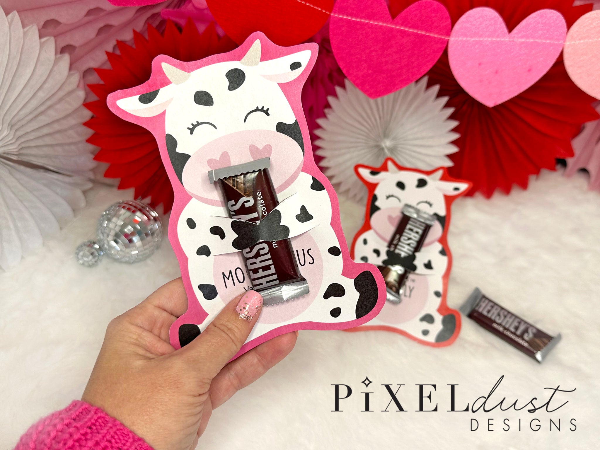 Cute Cow Printable Valentine Treat Holder Cards – Pixeldust Designs