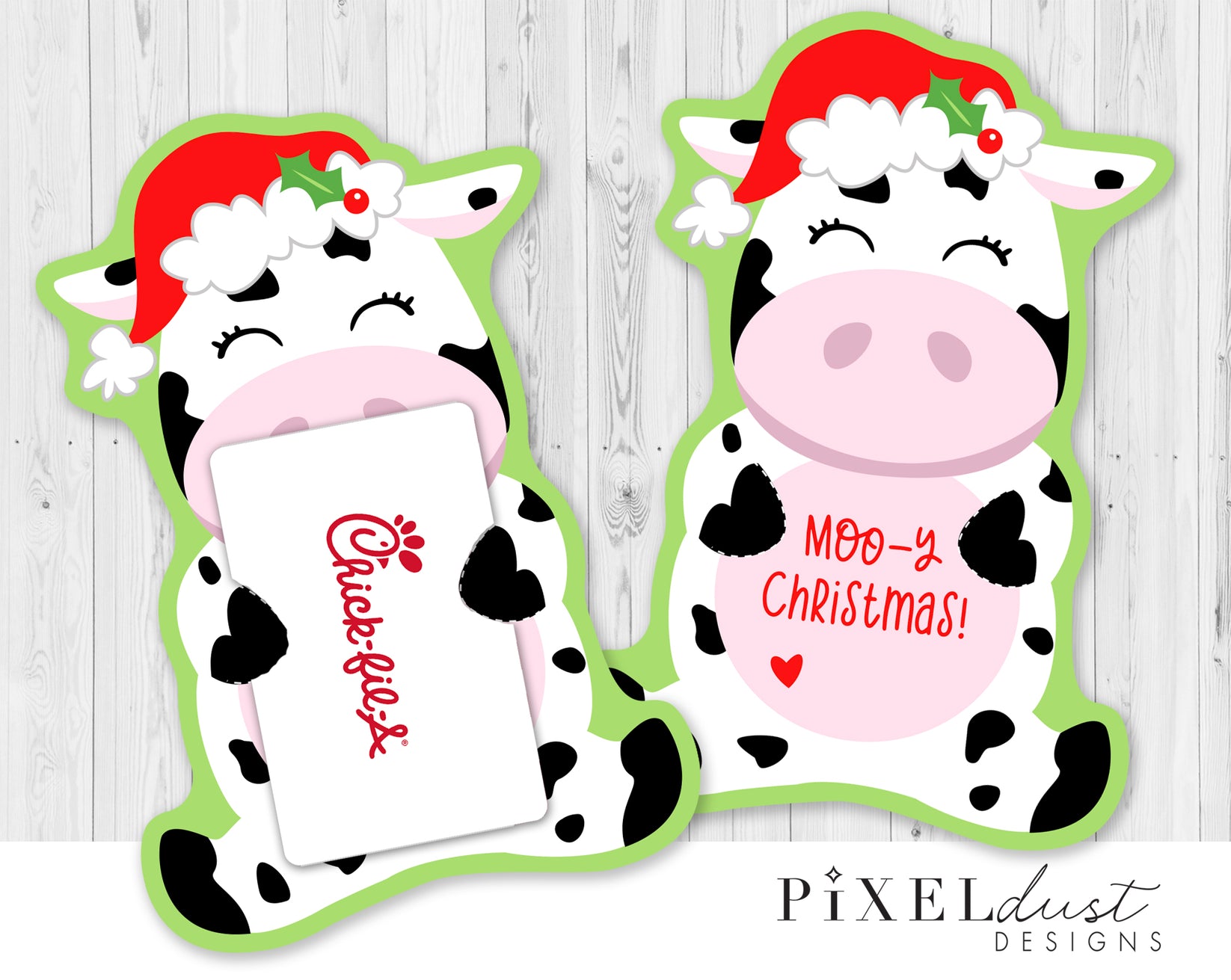 Moo-y Christmas Printable Cow Gift Card Holder – Pixeldust Designs