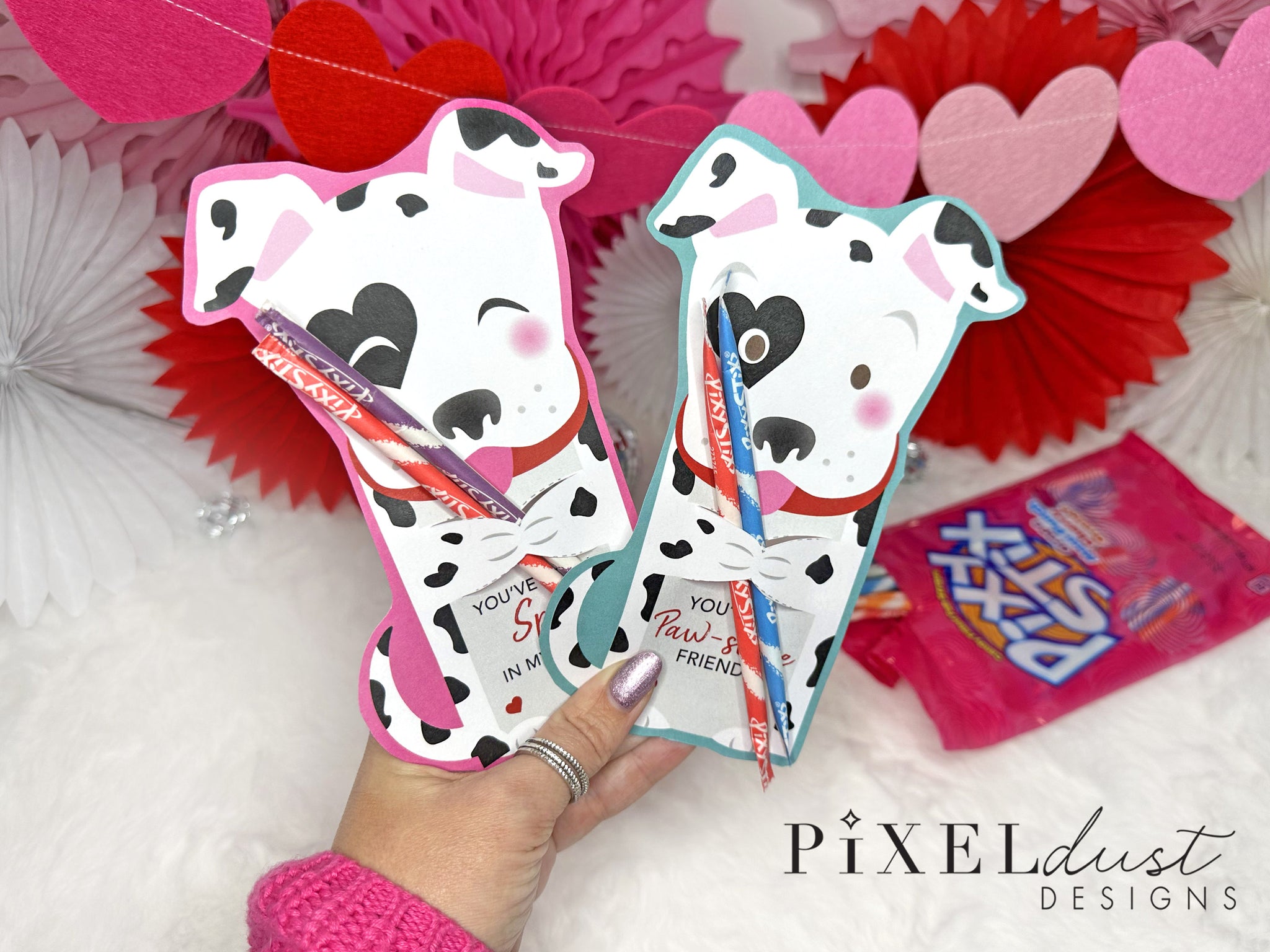 Dalmatian Puppy Dog Printable Valentine Treat Holder Cards for Kids ...