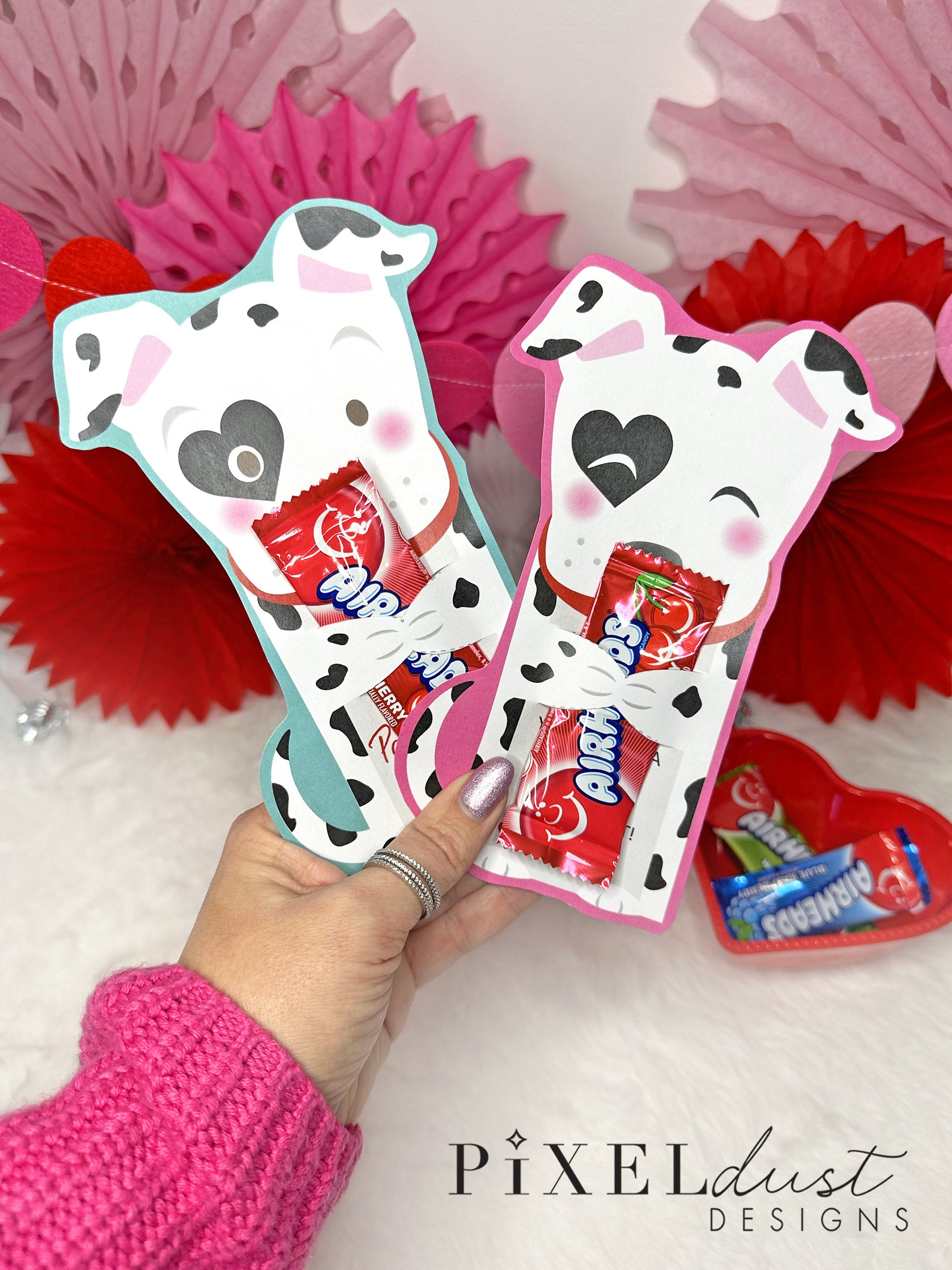 Dalmatian Puppy Dog Printable Valentine Treat Holder Cards for Kids ...