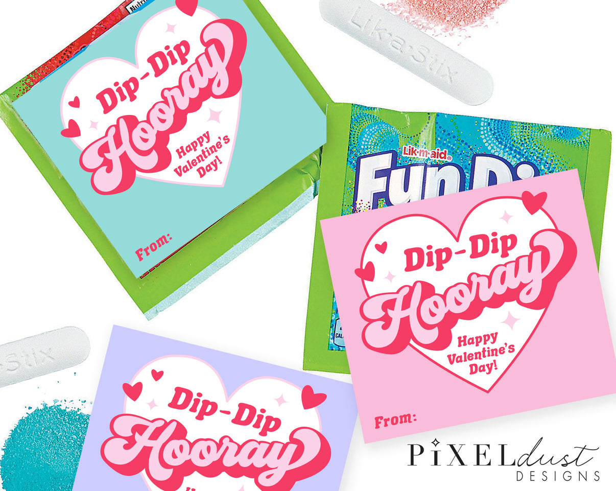 Fun Dip Candy Printable Classroom School Valentines for Kids, Dip Dip ...