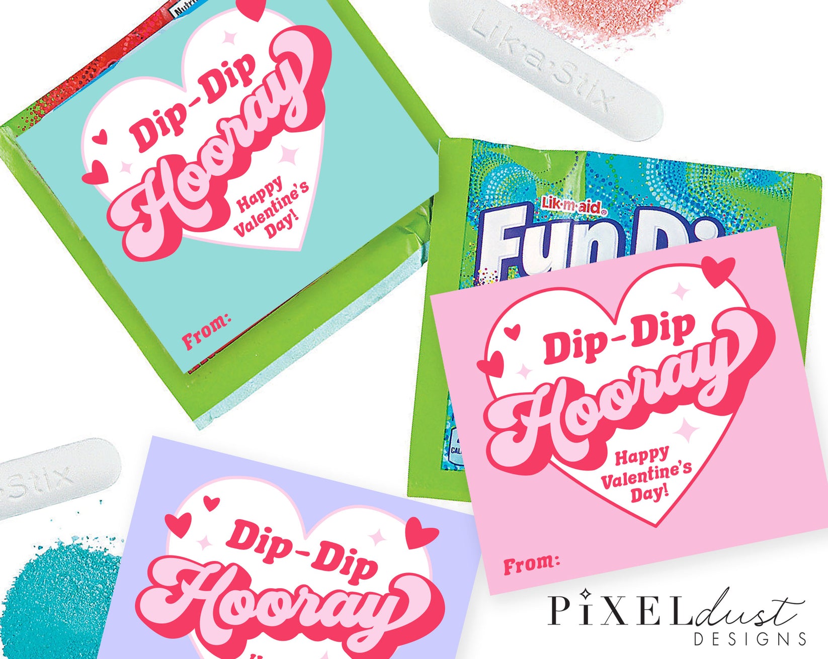 Fun Dip Candy Printable Classroom School Valentines for Kids, Dip Dip ...